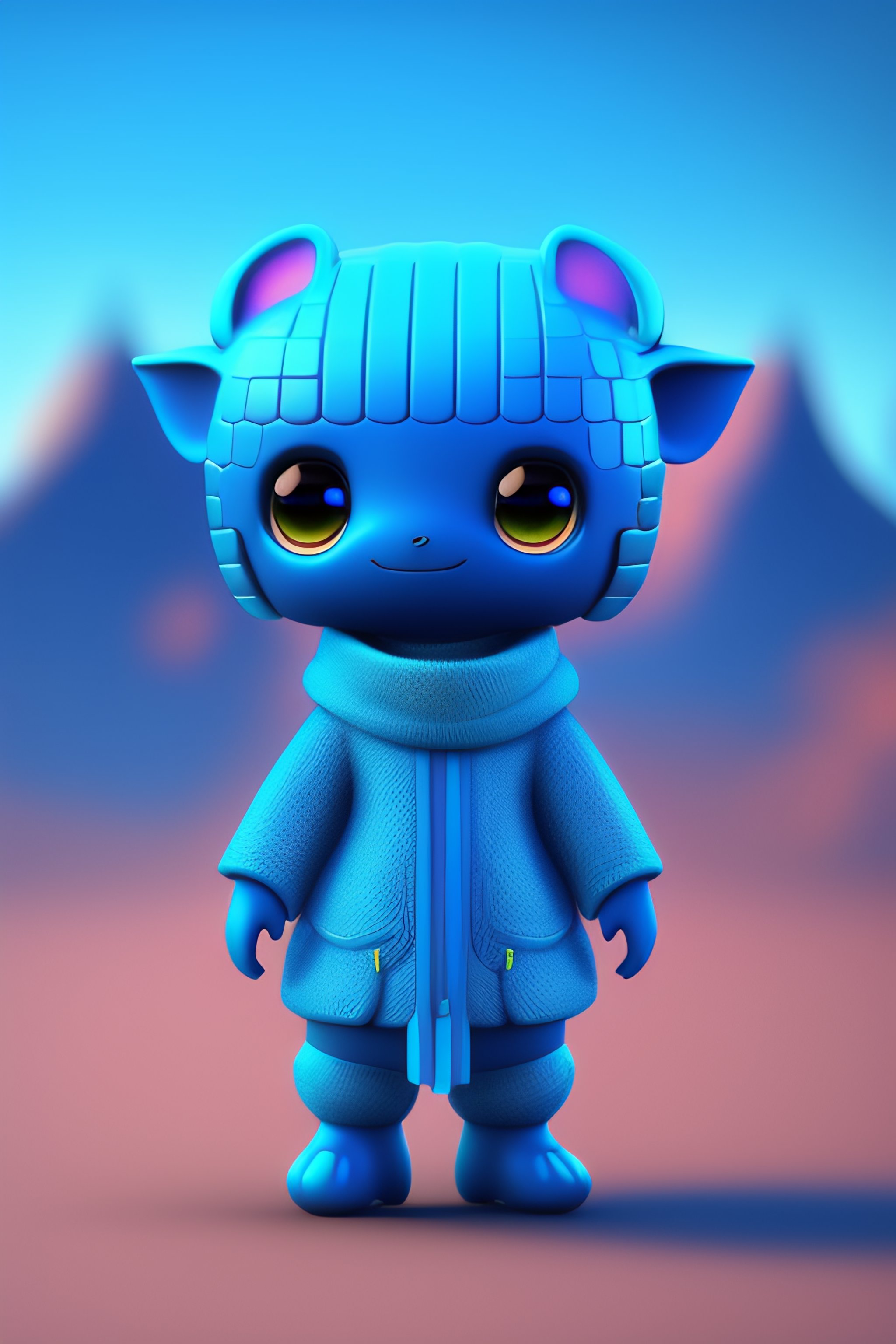 Lexica - A cute avatar in a futuristic world. blue crocodile style.