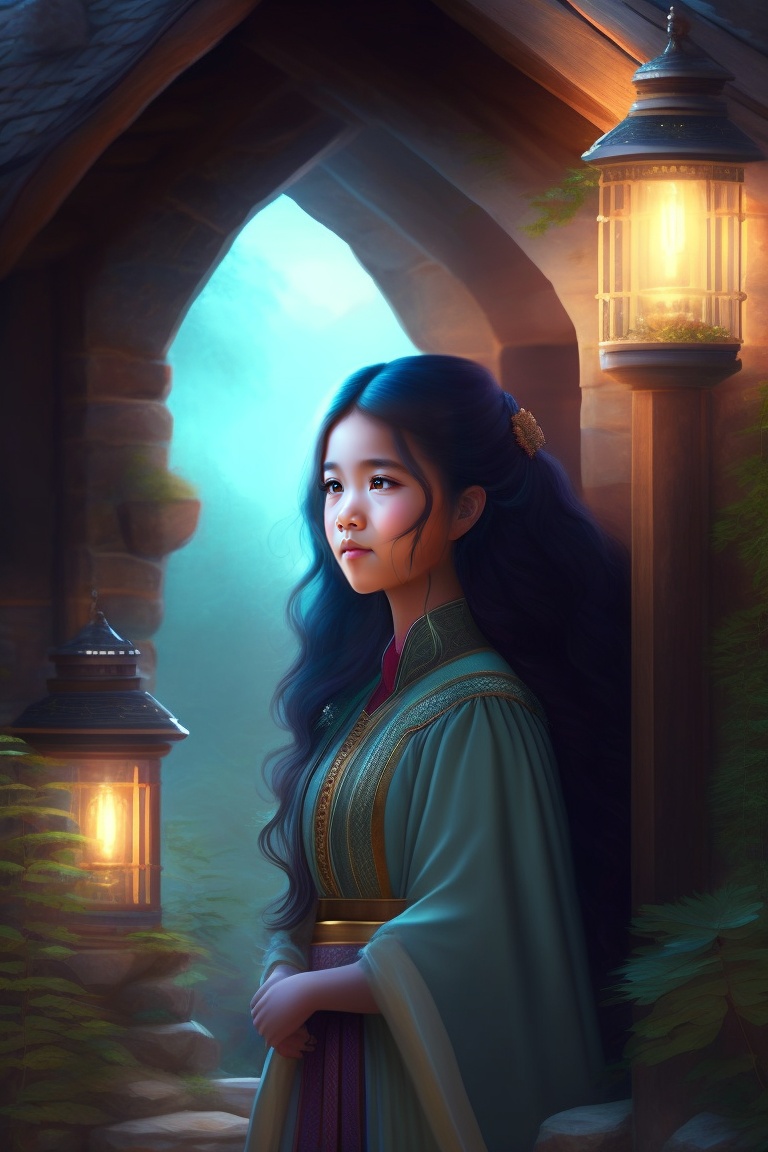 Lexica - In a tranquil village, lived Elara, a girl suffused with an ...