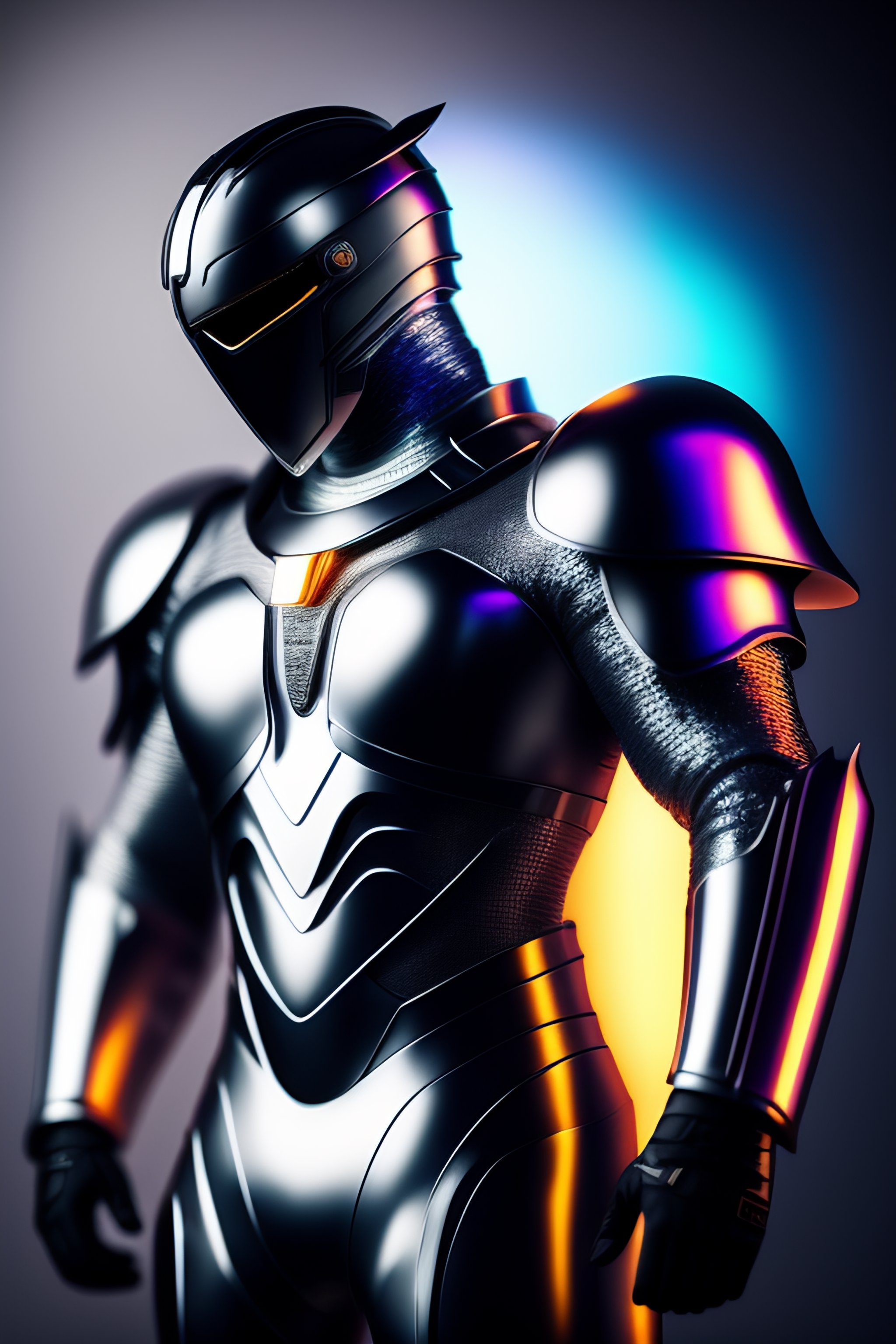 Lexica - A photograph of a silver smooth armour made of white titanium ...