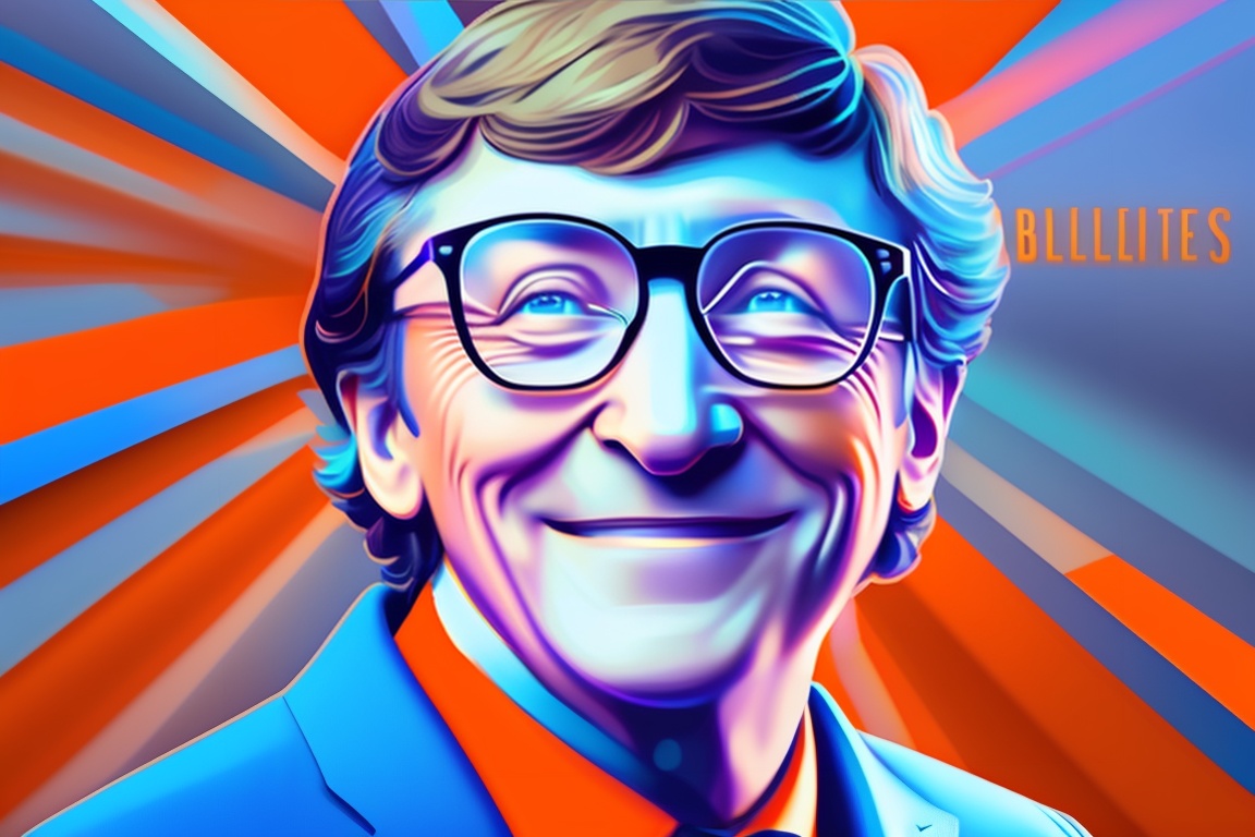 Lexica - Bill Gates' confident and focused face in the center. Vibrant ...