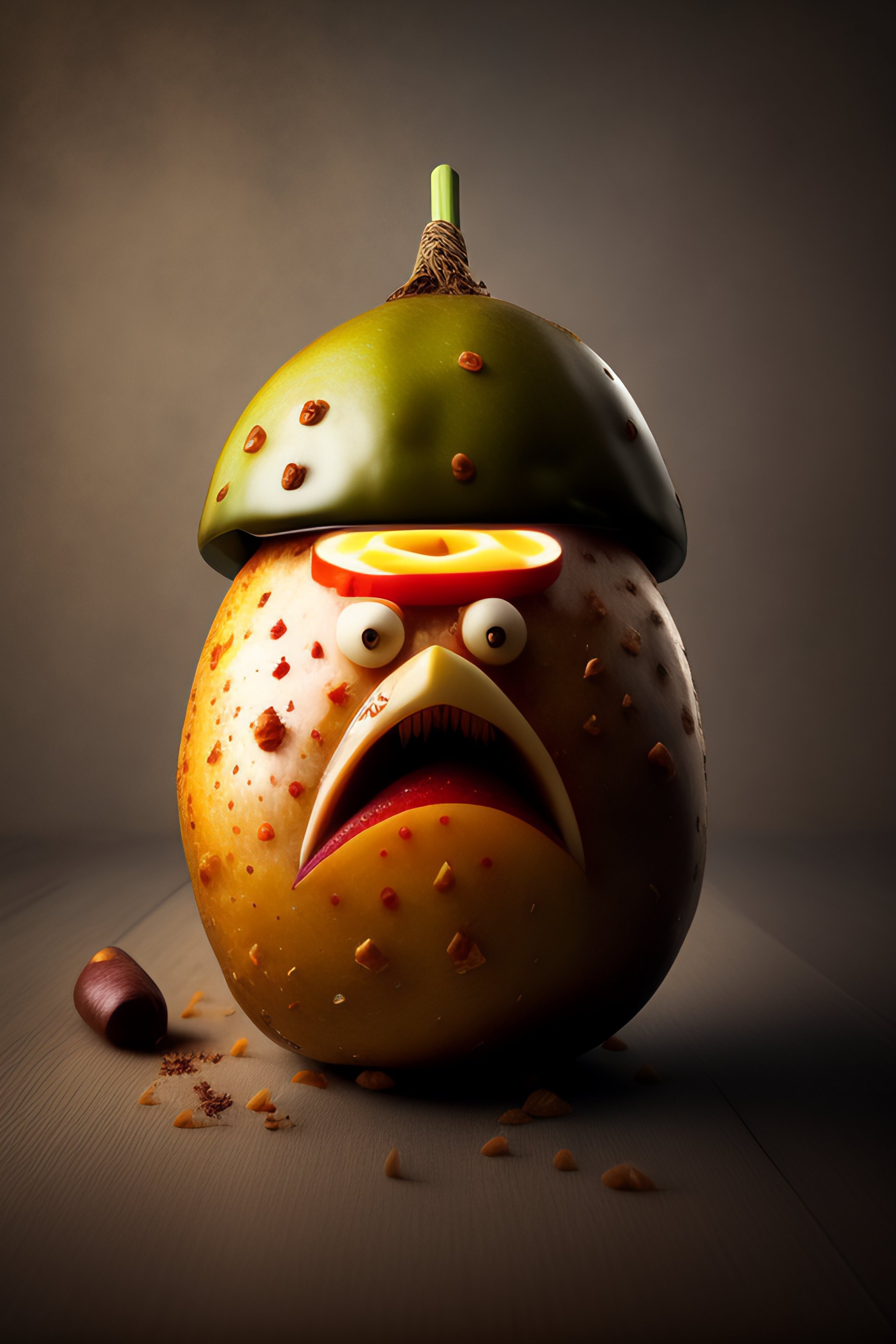 Lexica - Angry potato with weapon scary horror