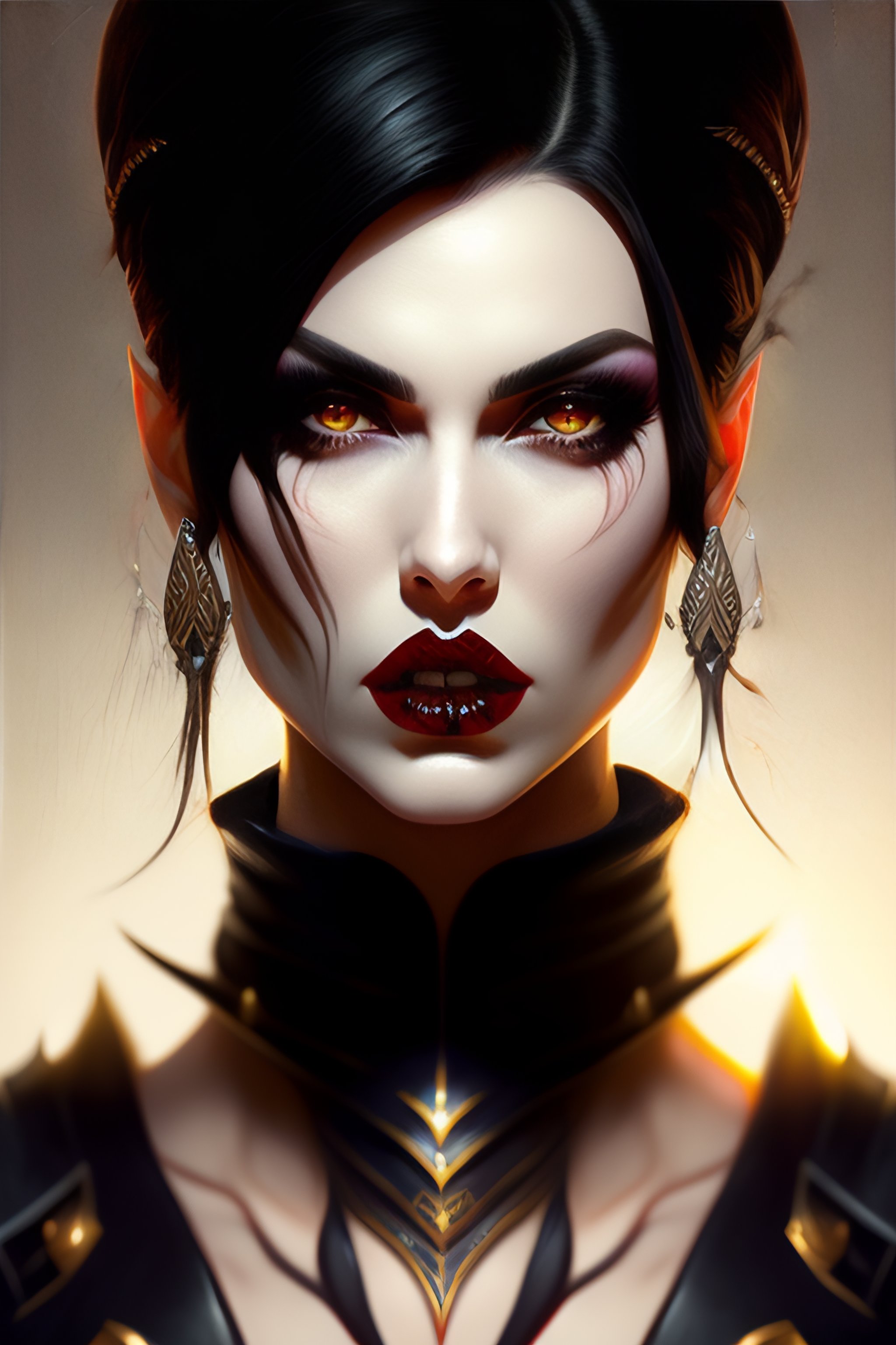 Lexica - Dark Haired Goth Queen on knees psychopathic stare with tongue ...