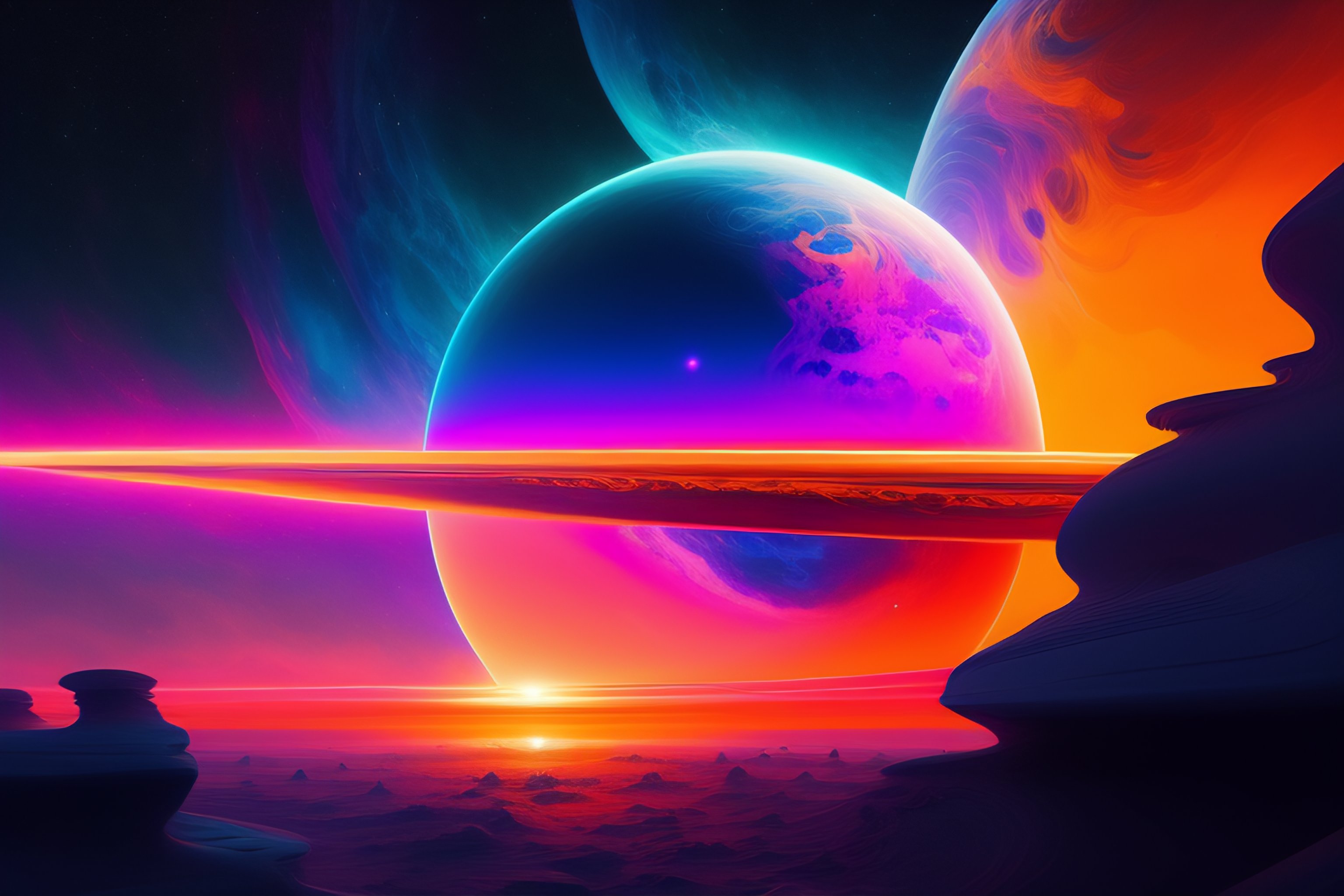 Lexica - Cosmos orbit world within a world, highly saturated colors ...