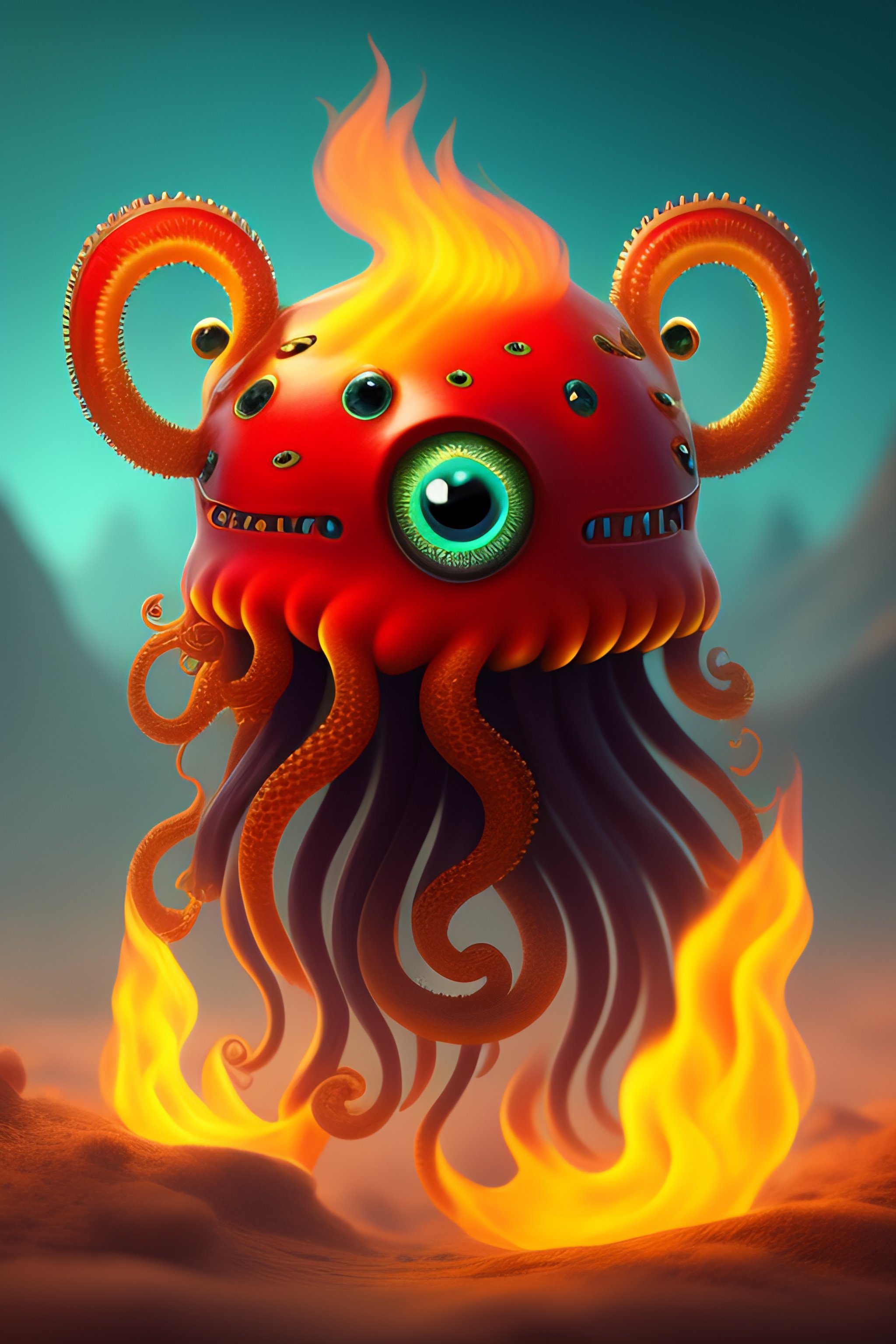 Lexica - Monster with 10 eyes, 3 mouths and 100 teeth, 5 tentacles and ...