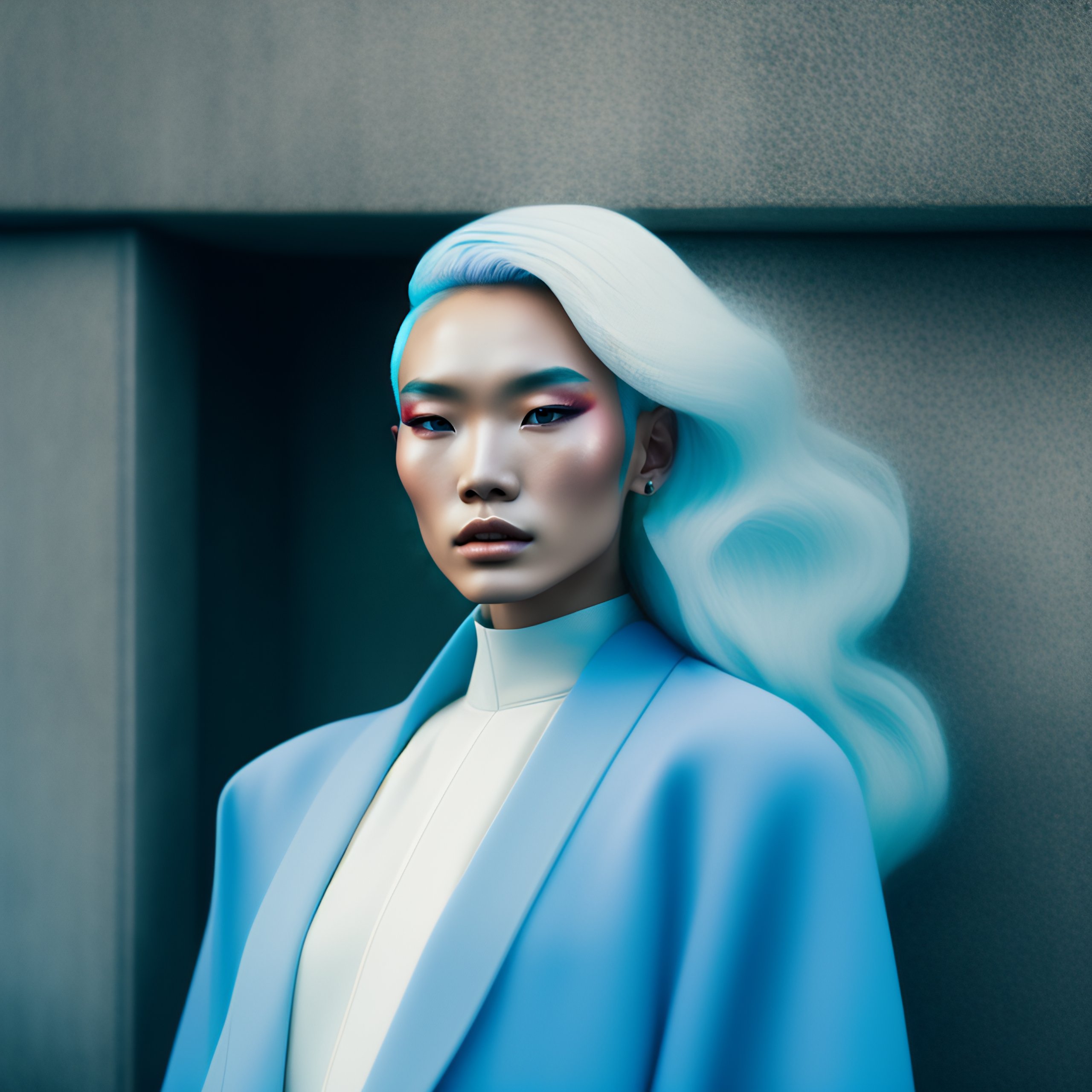 Lexica - Portrait of haute couture beautiful albino asian fashion model ...