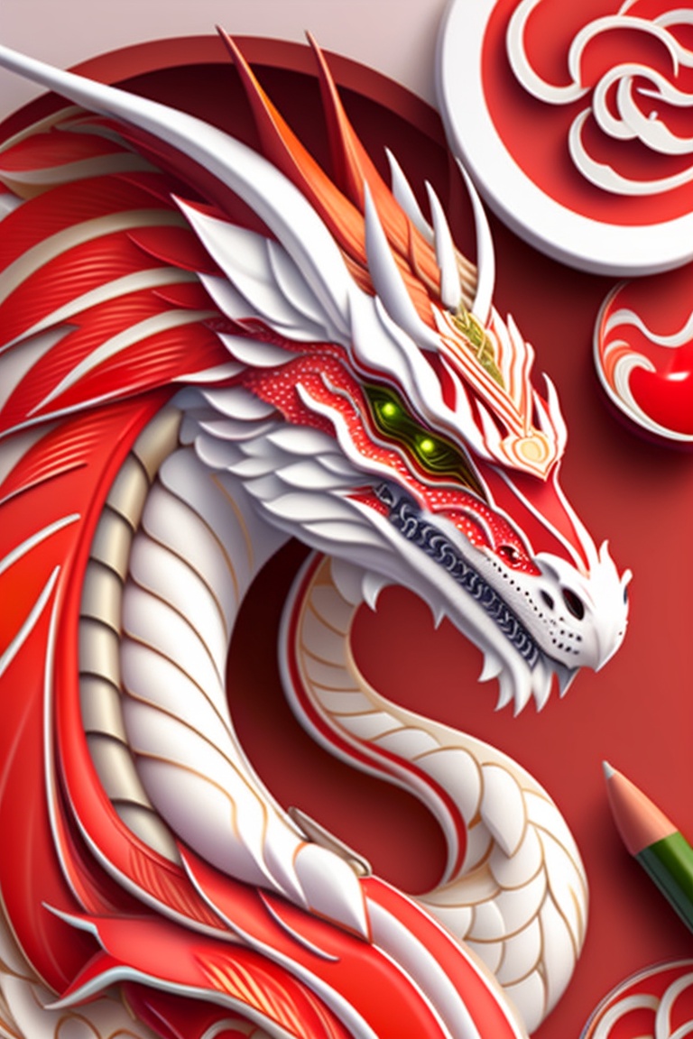Lexica - "Draw a red and white dragon using bold colors and clear ...