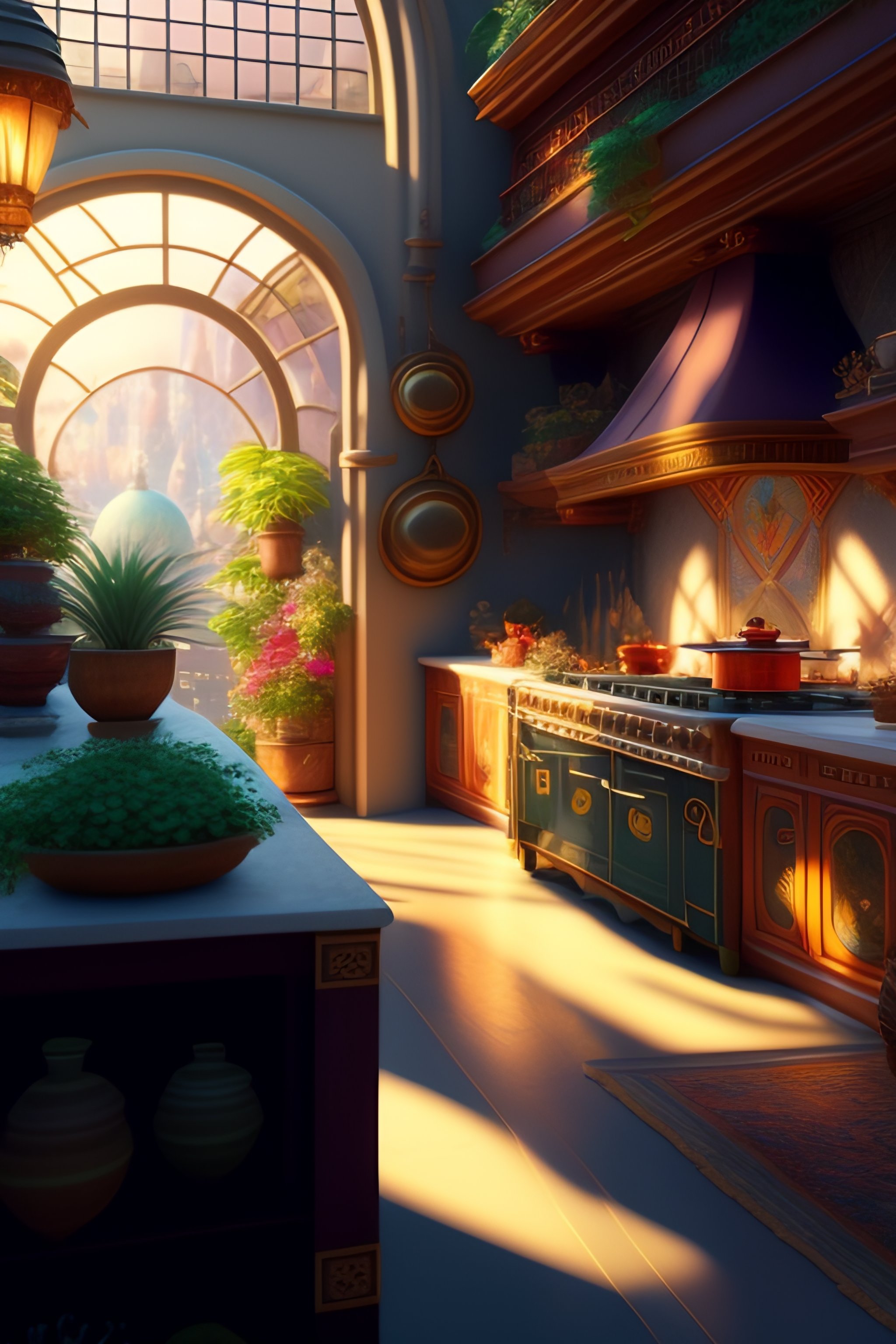 Lexica - Beautiful open kitchen in the style of elena of avalor ...