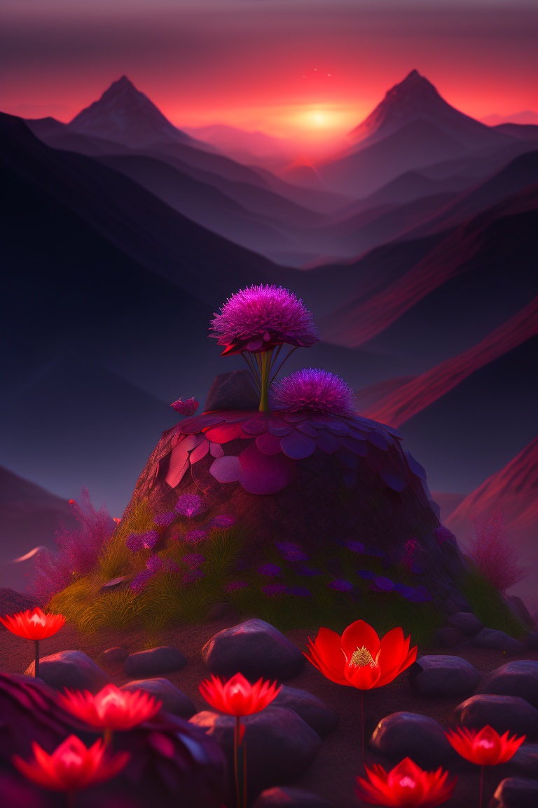 Lexica - Well composed gothic style portrait, blood lotus on a mountain ...