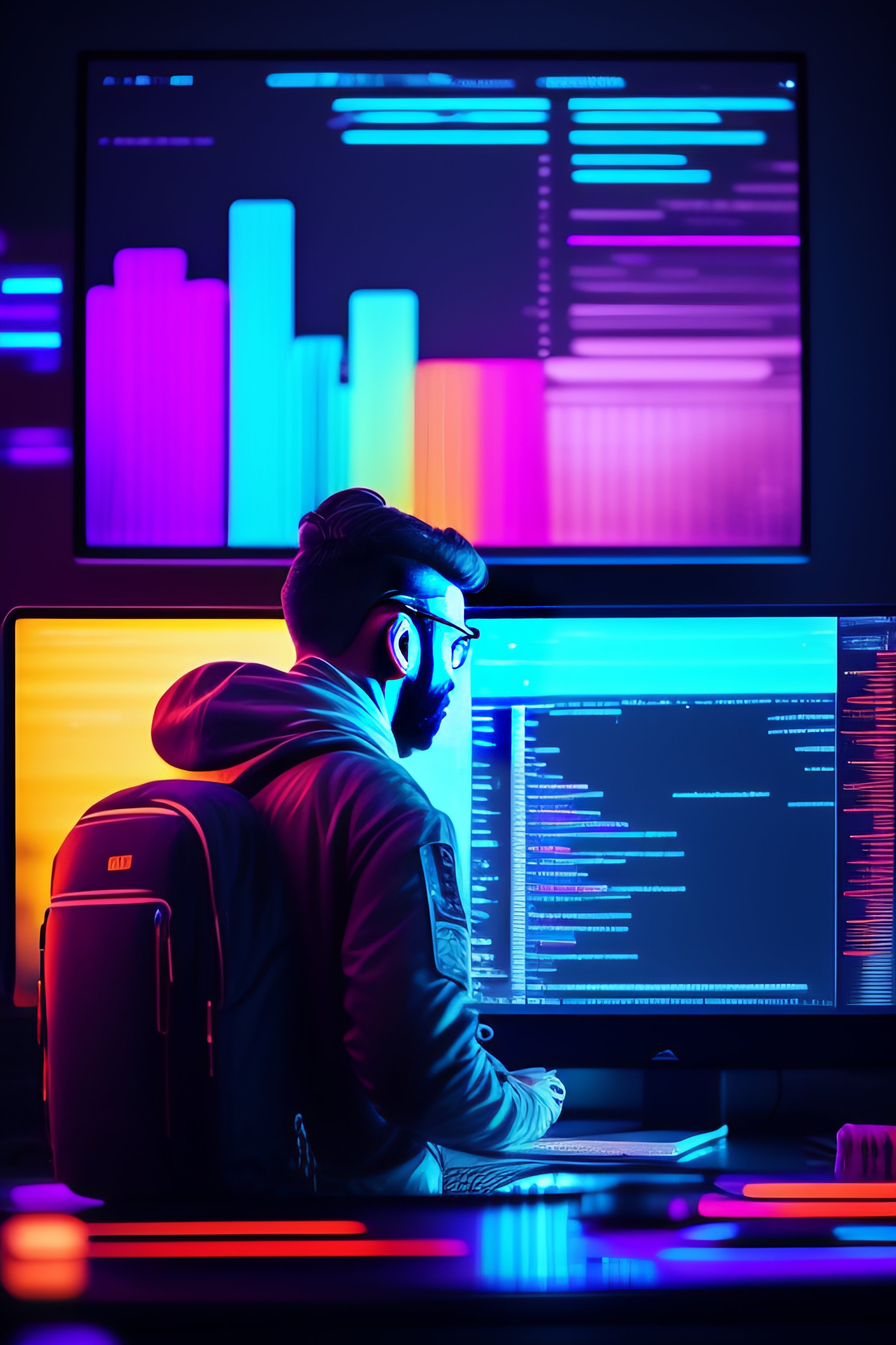 Lexica - Coding, background, cyberpunk, colorful