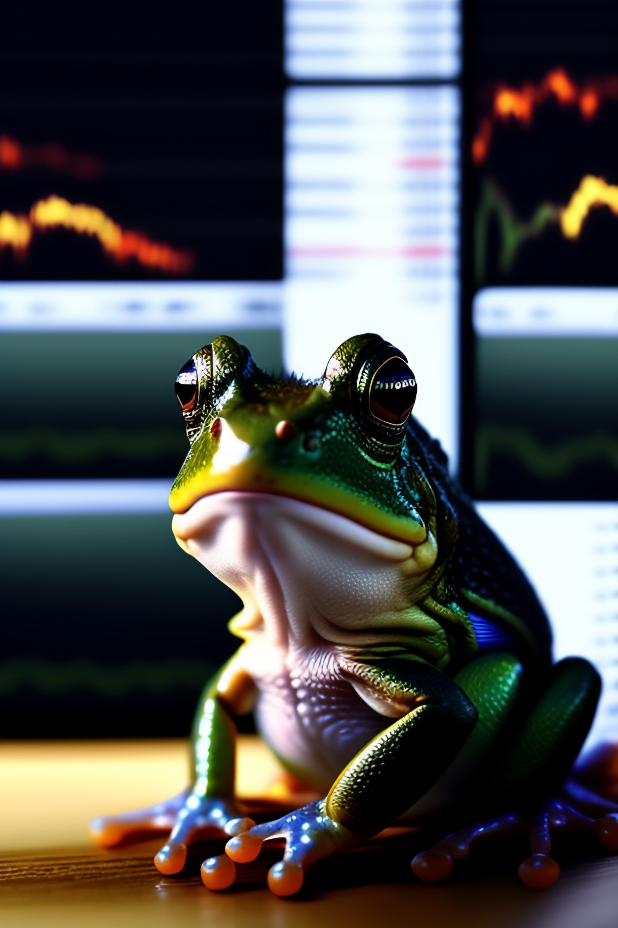 Lexica - Portrait of a frog in the stock market crash