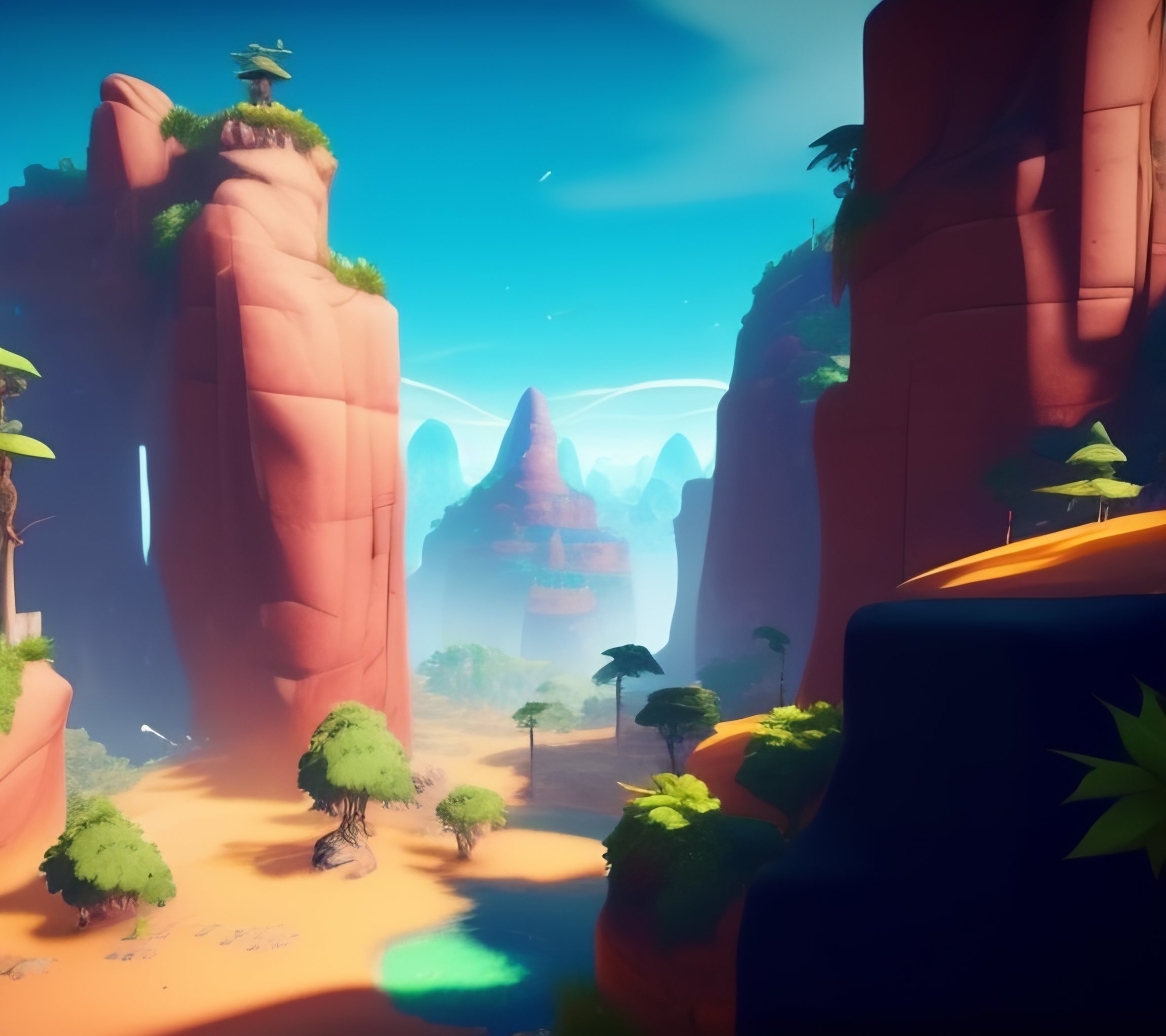 Lexica - Environment, Fortnite and overwatch style , rocks mountains ...