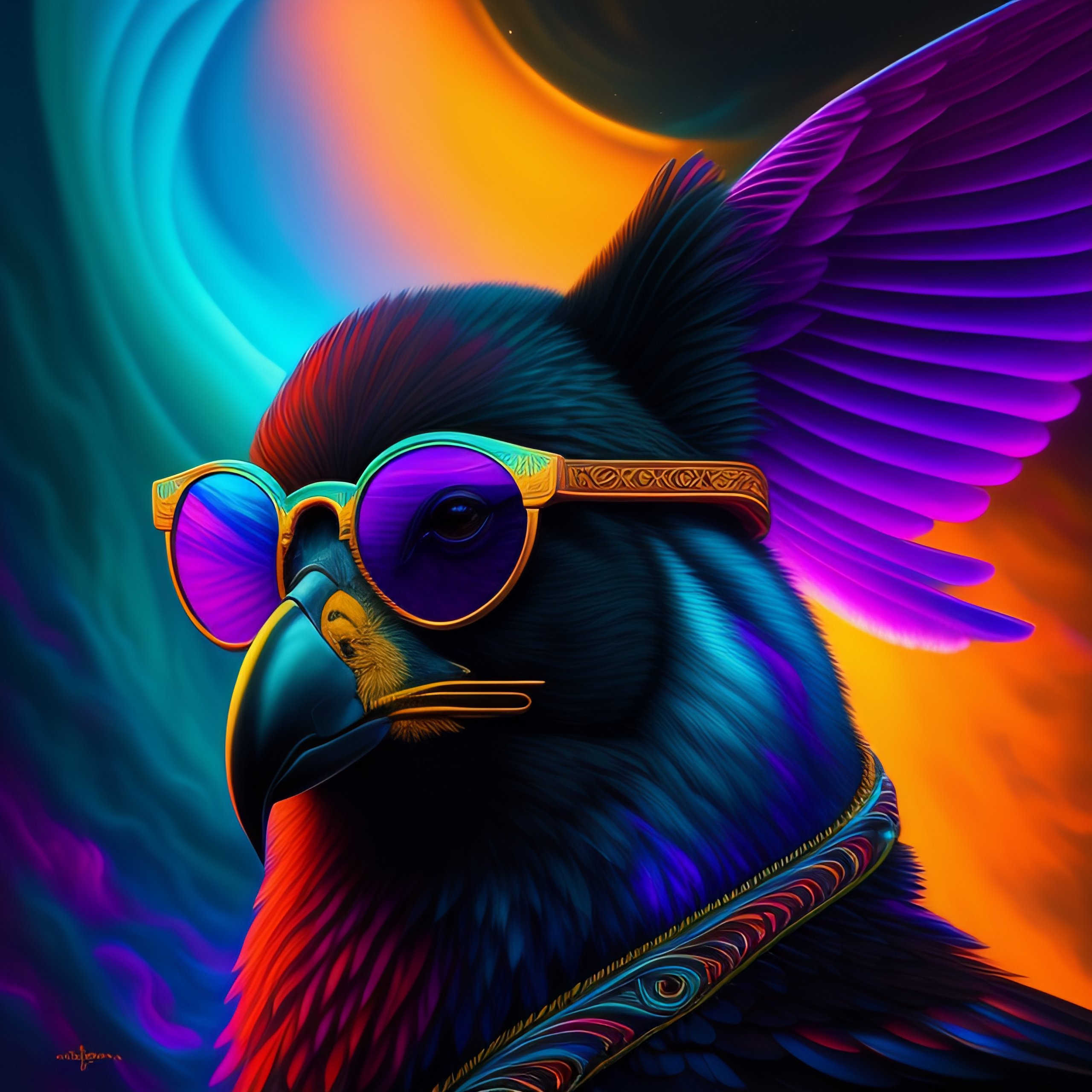 Lexica - Neon crow spirit animal wearing sunglasses by GEOGLYPHIKS by ...