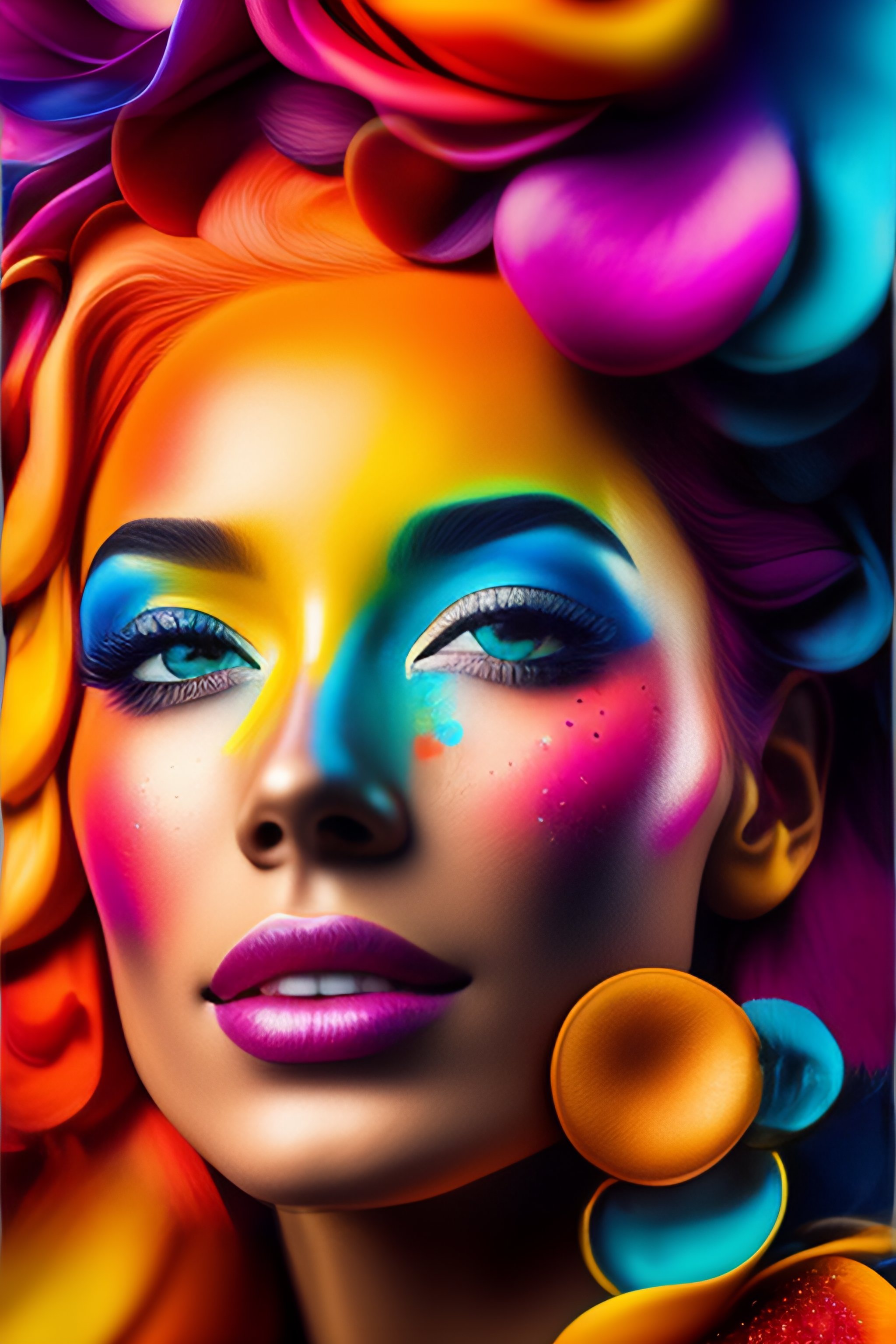 Lexica - A close-up of a beautiful colorful happy girl, highly detailed ...