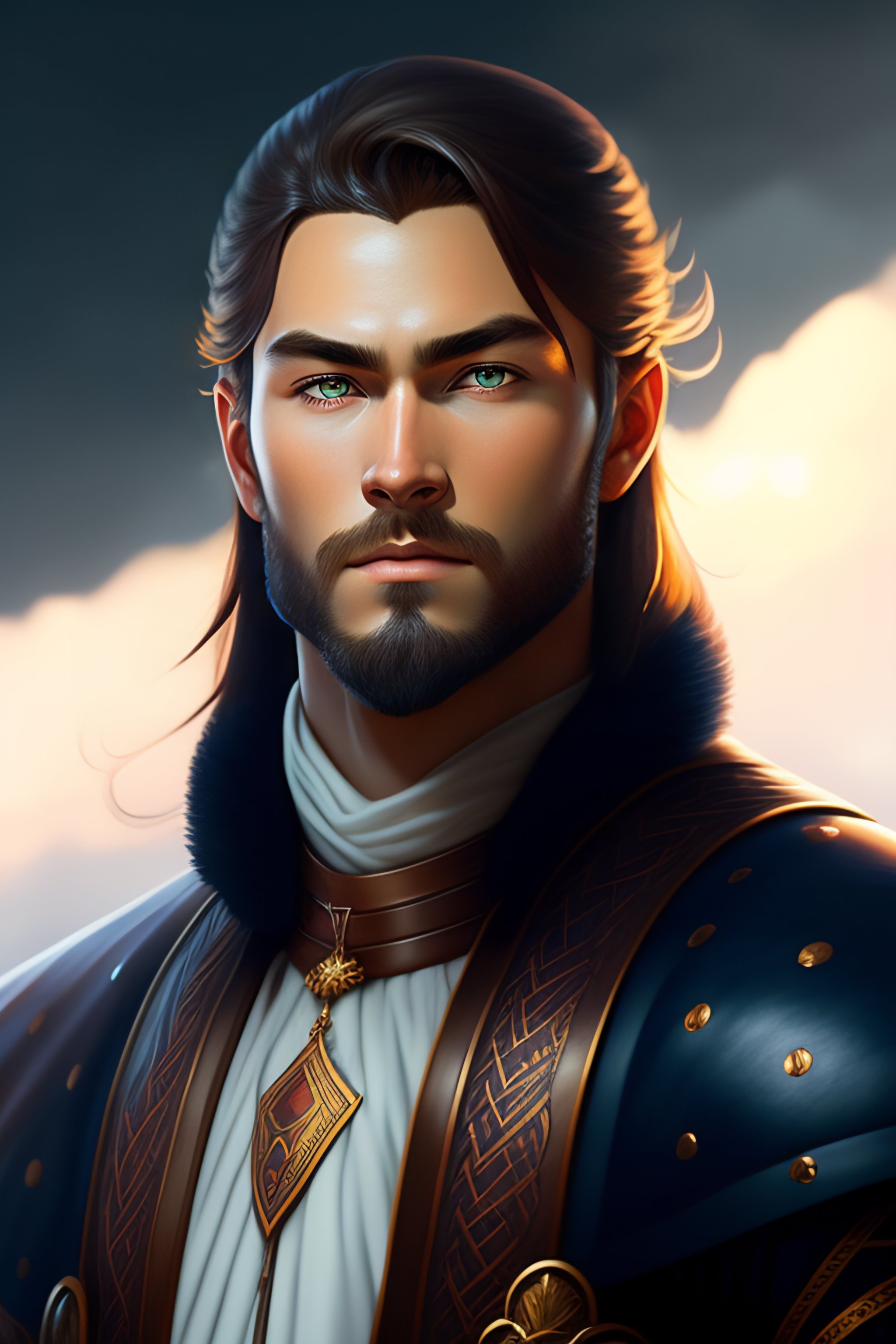 Lexica - A potrait of a viking prince with big and cute eyes, fine-face ...