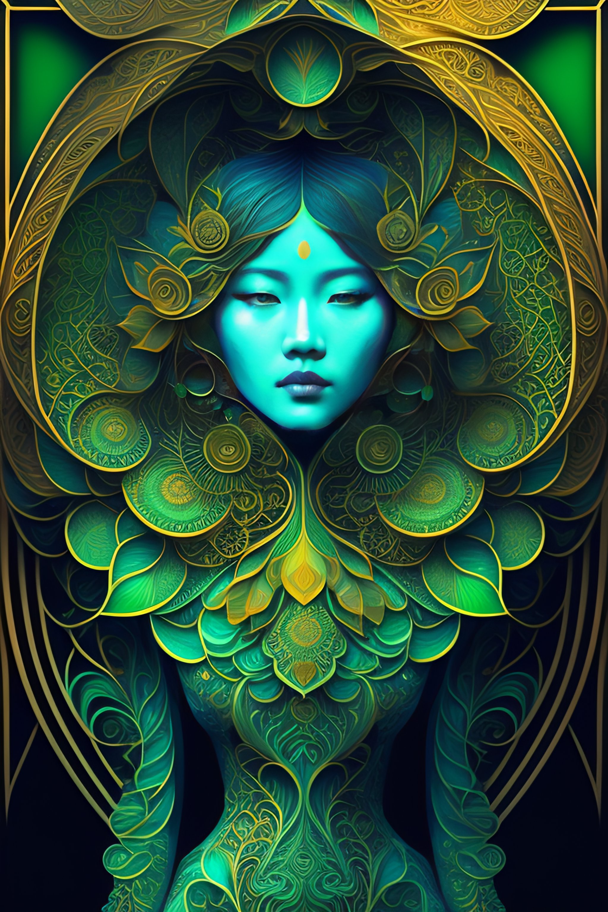 Lexica - Human flower man in green by Android Jones, Earnst Haeckel ...