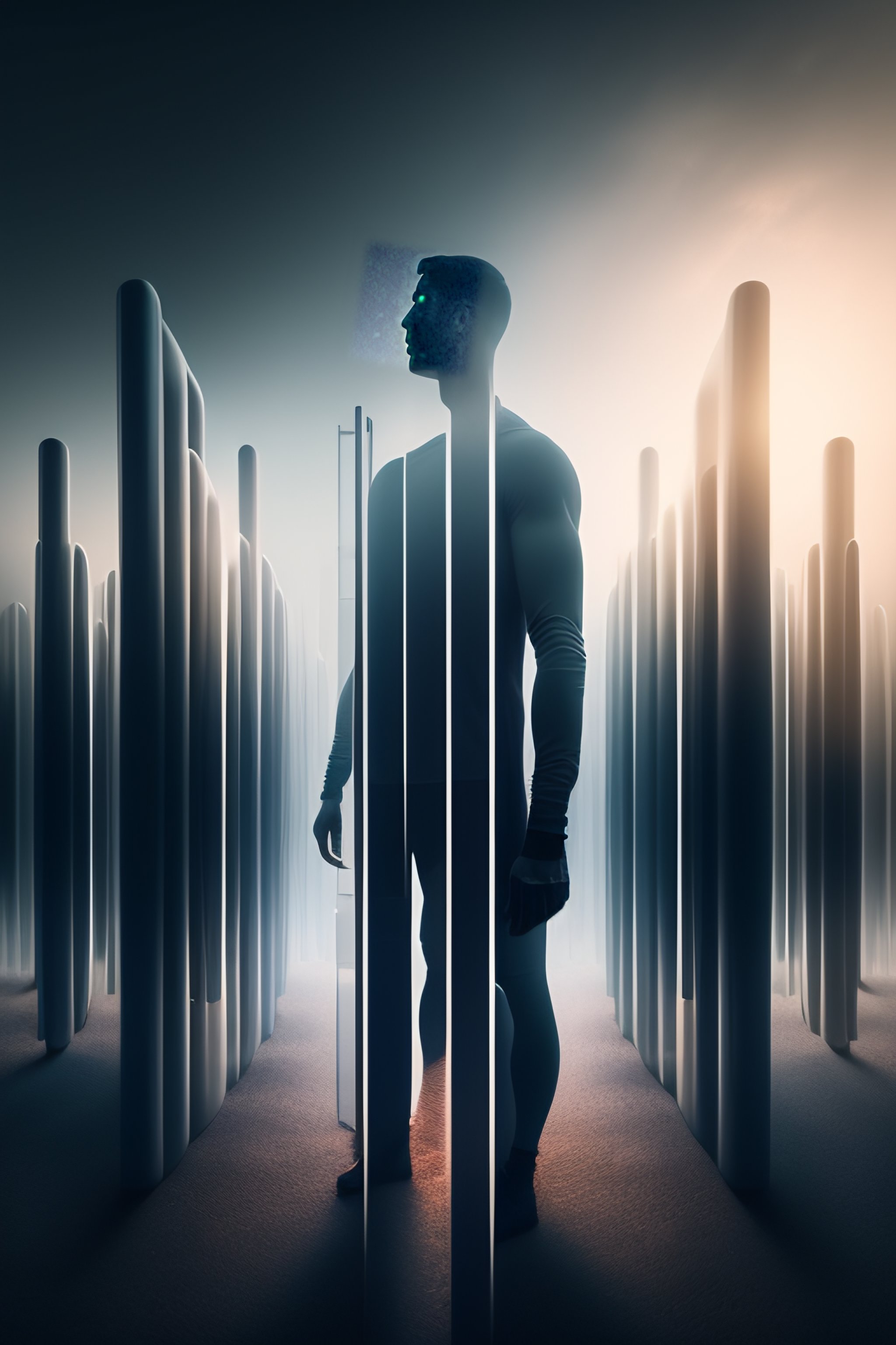 Lexica - Human structure in full growth on a gray background
