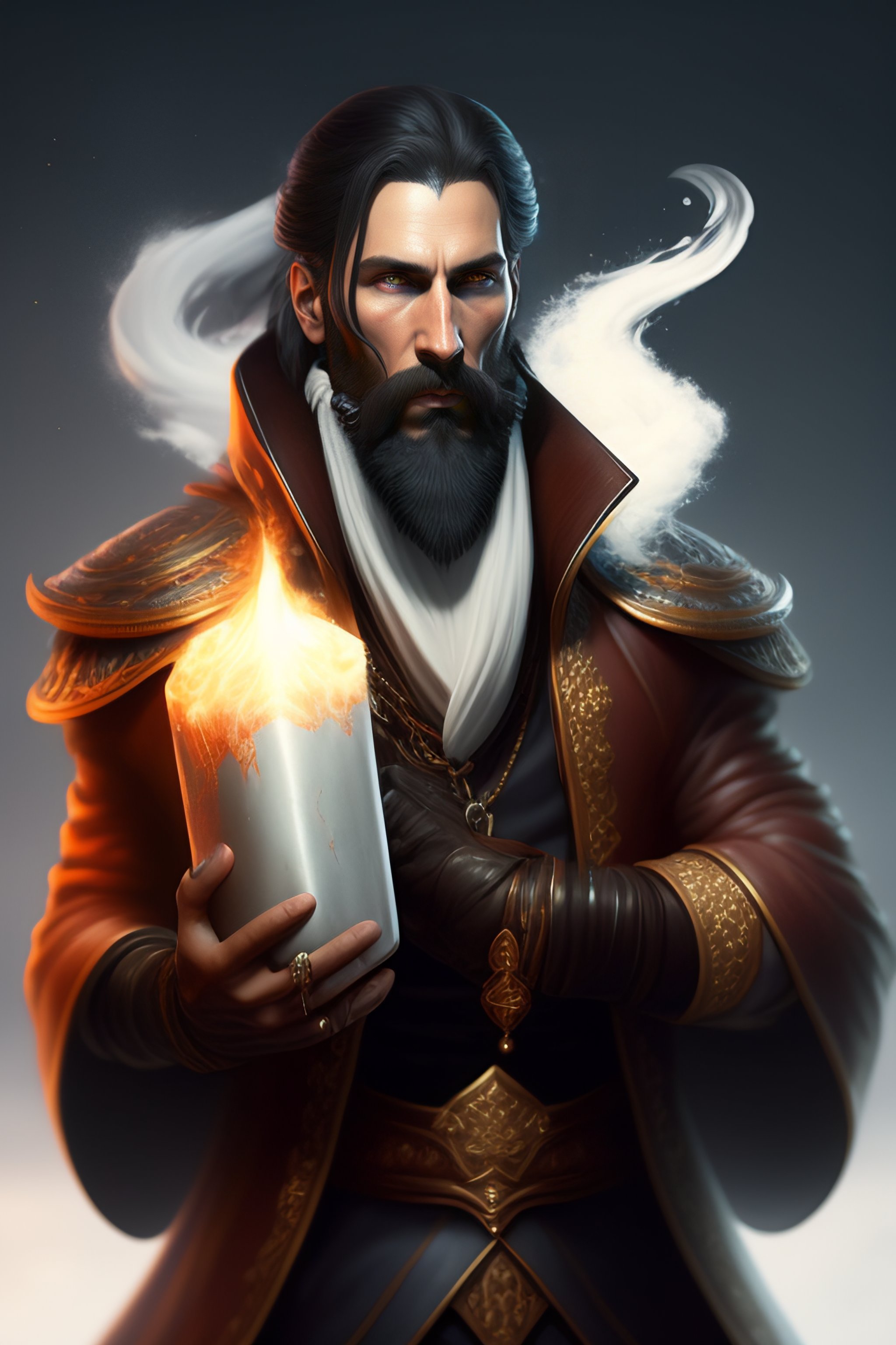 Lexica - Rasputin holding a leather pouch of white powder, necromancer ...