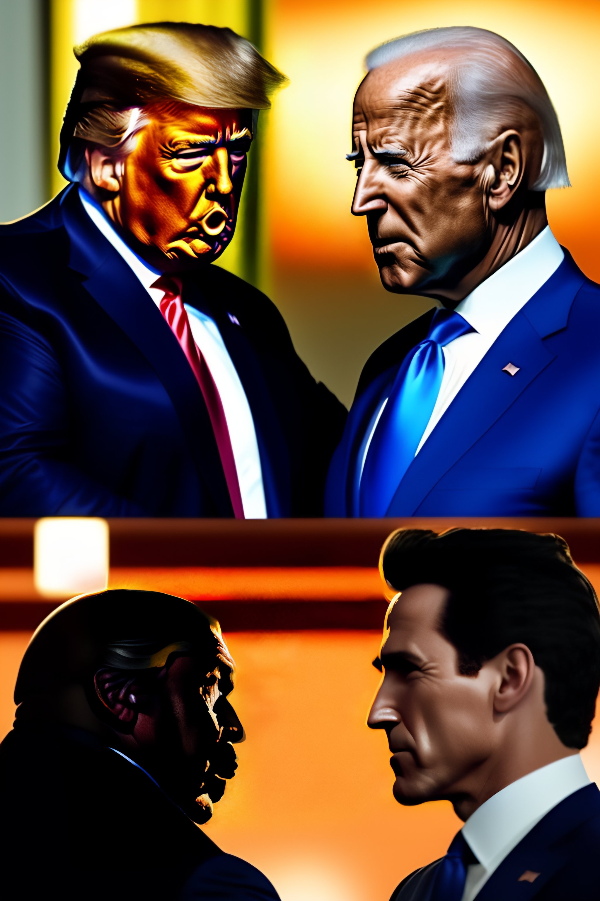 Lexica - Trump fighting against Biden. Both wearing boxing gloves