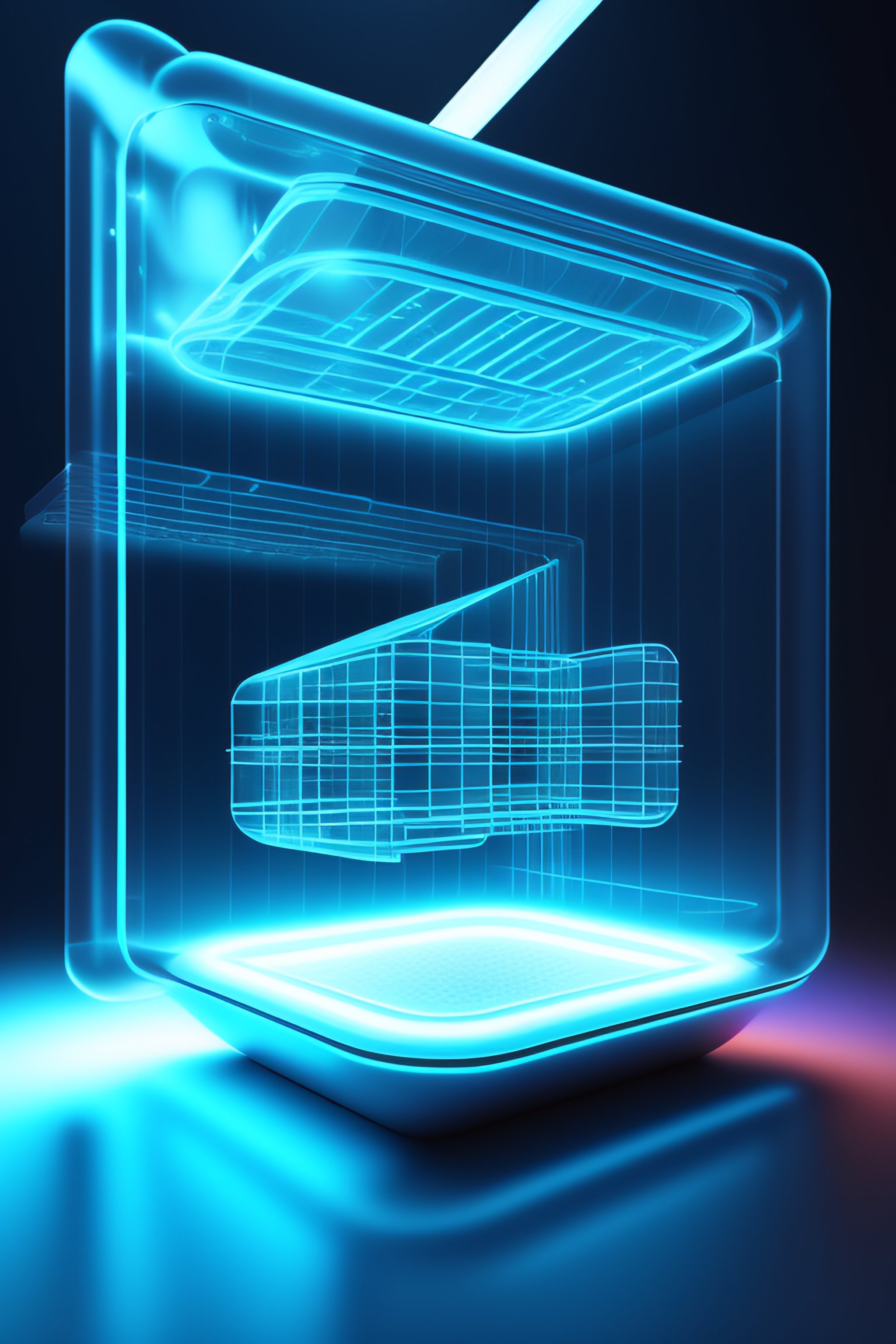 Lexica - Wireframe hologram of a futuristic mechanism, holographic sci ...