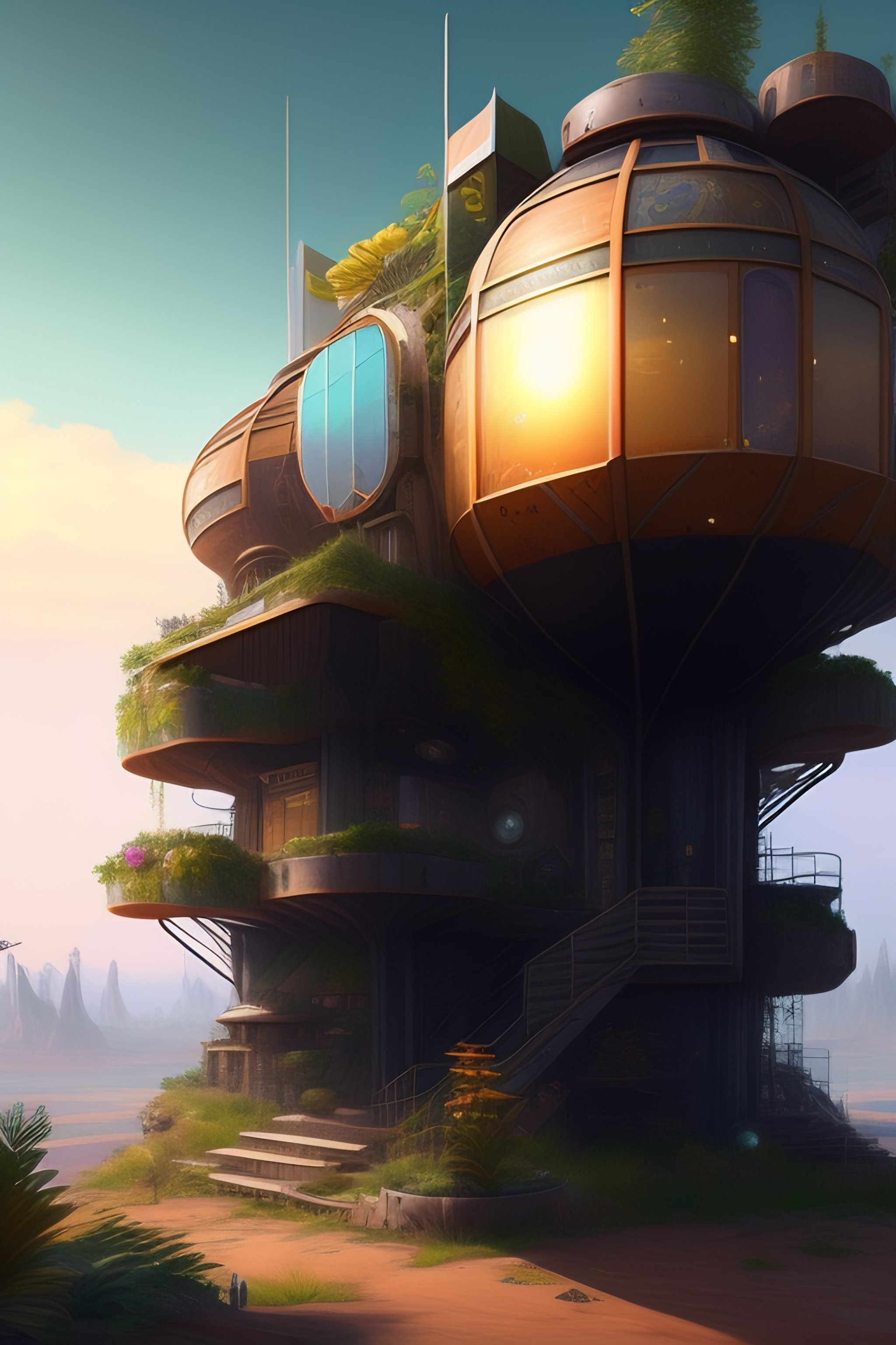 Lexica - People living in a realistic solarpunk community. Buildings ...