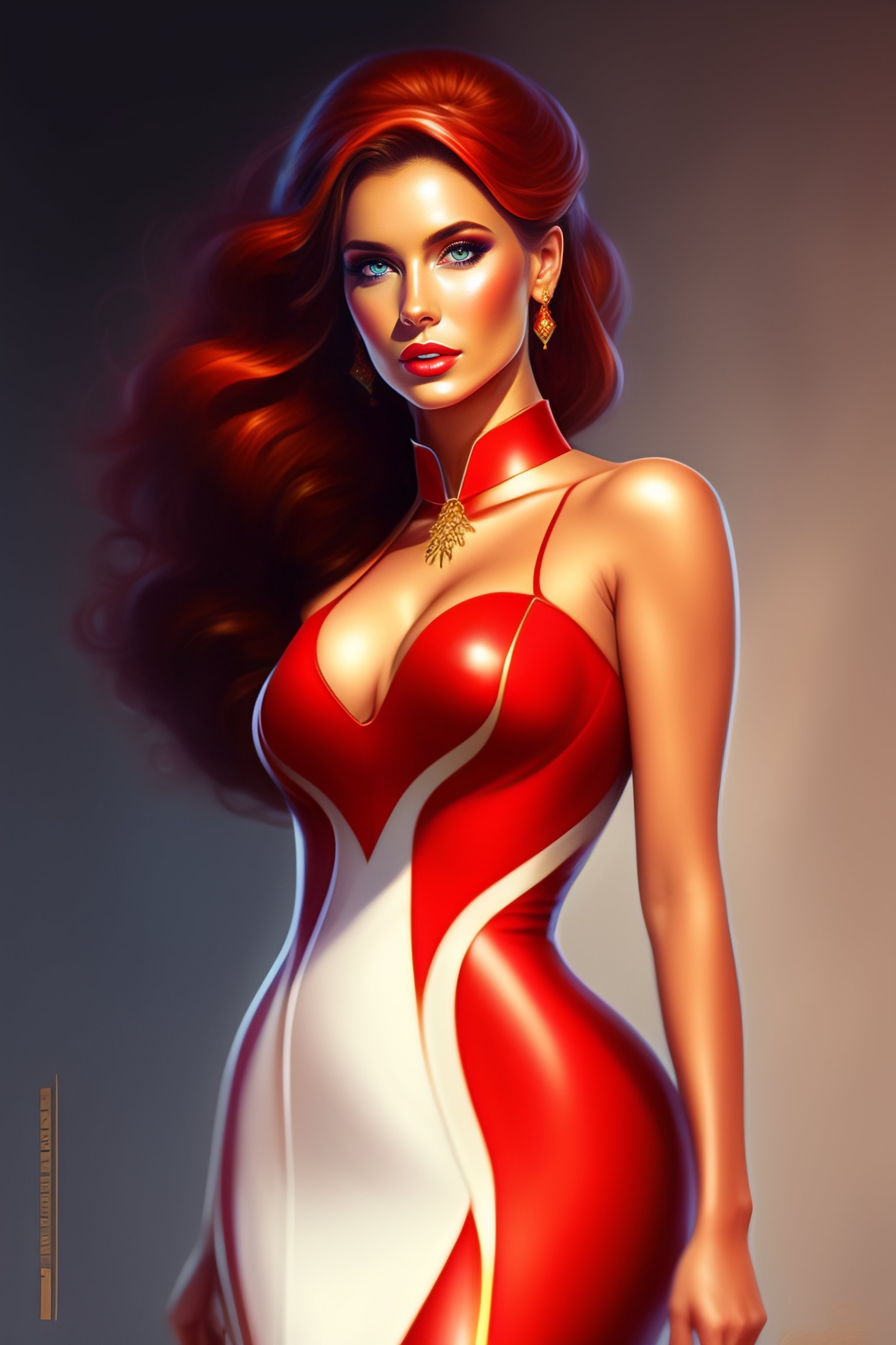 Lexica - Beautiful woman, open chest, tight red dress, elegant, radiant, artstation, concept art ...