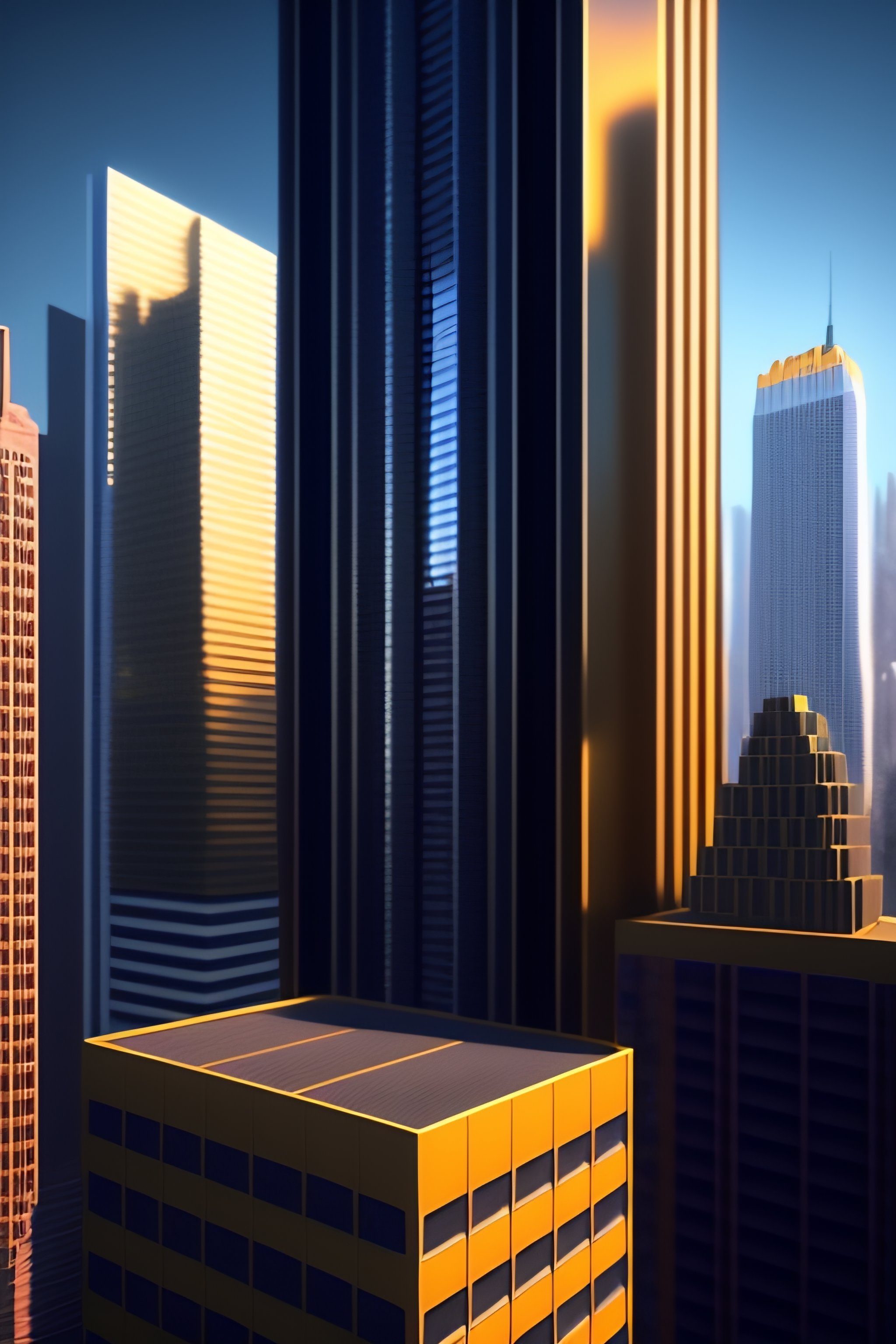 Lexica - 3d New York style skyscrapers, chaotic isometric octane render