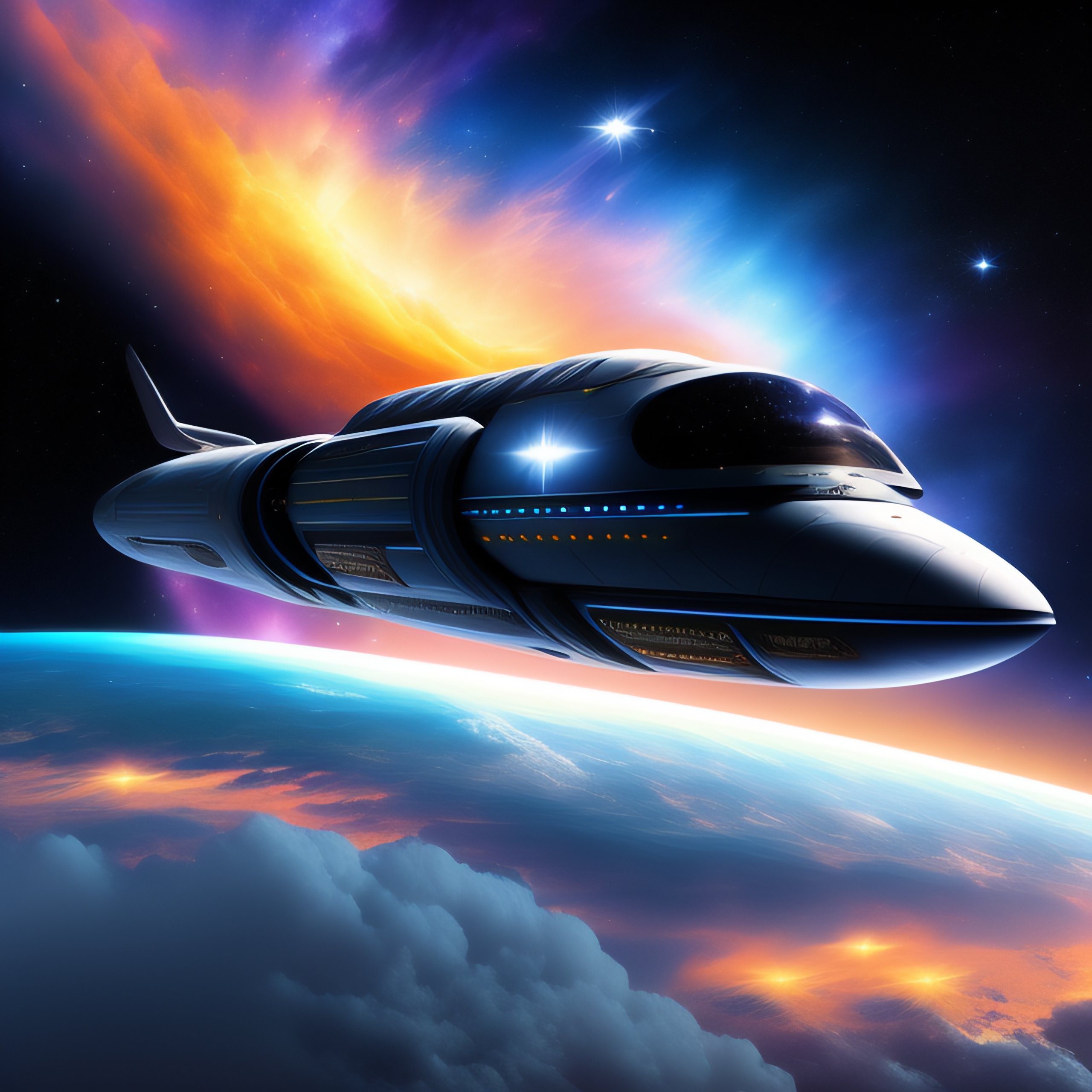 Lexica - Spaceship stars galaxy hyper realistic enterprise