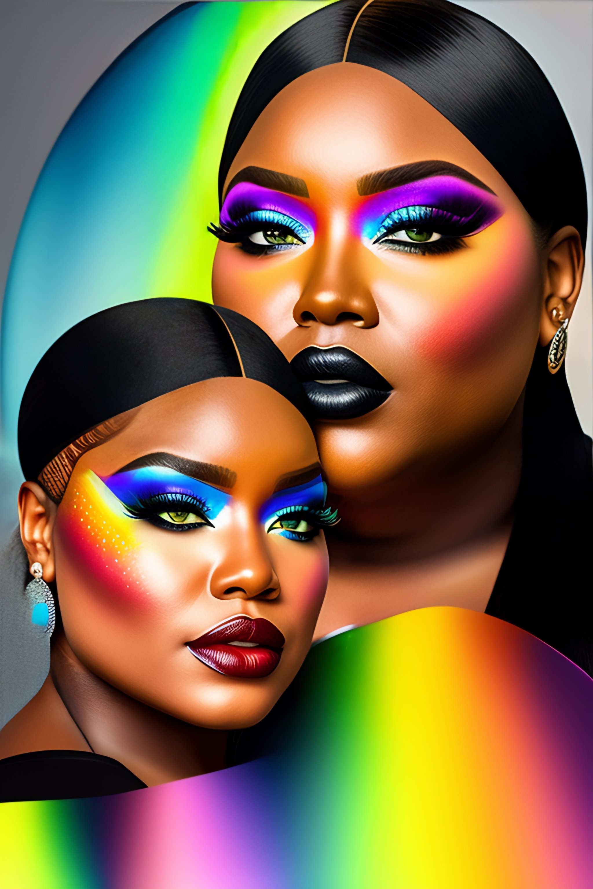 Lexica - Plus size model transgener layboy rainbow color make up