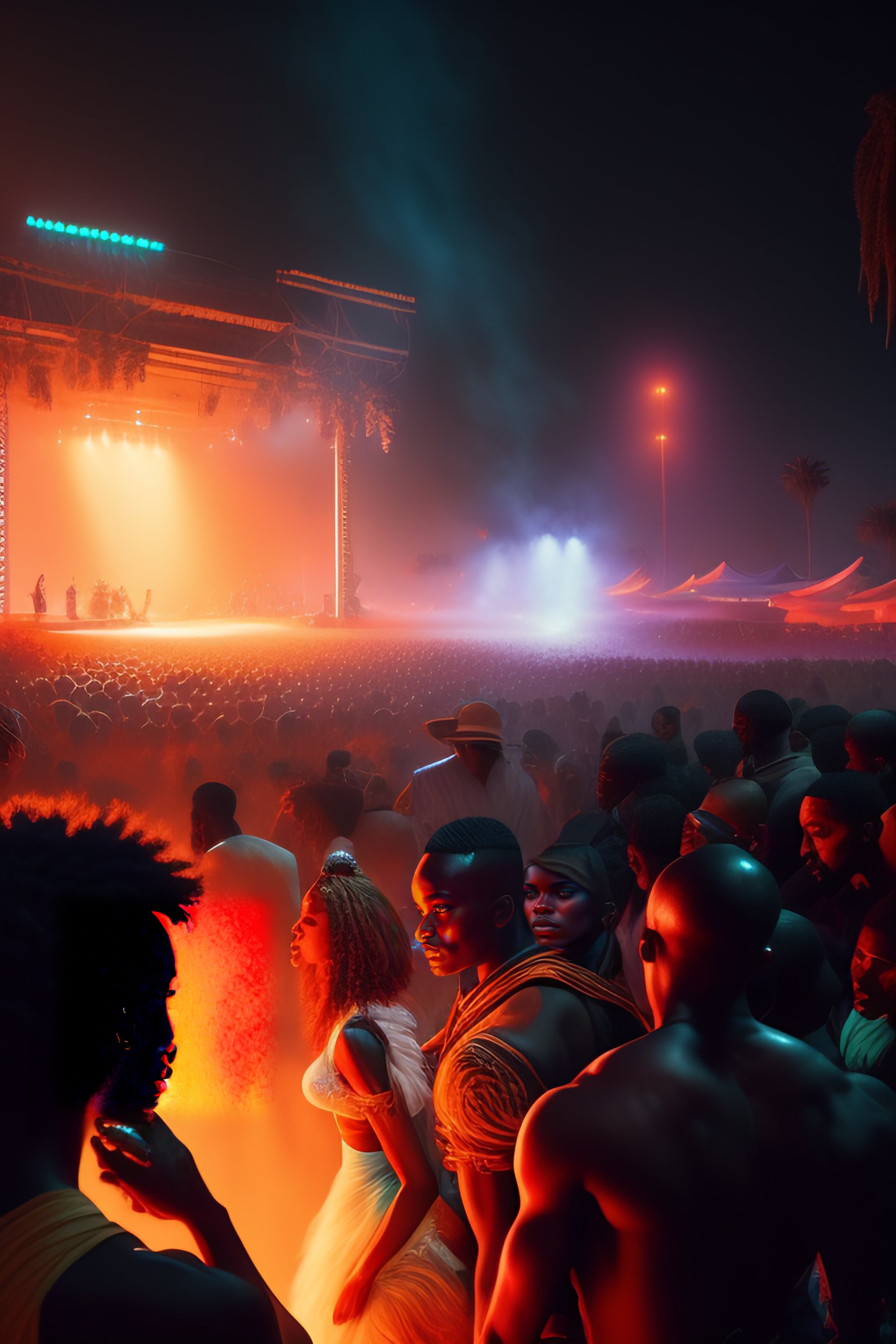 Lexica - Scene from a rave in Africa, muted colours, beautiful, highly ...