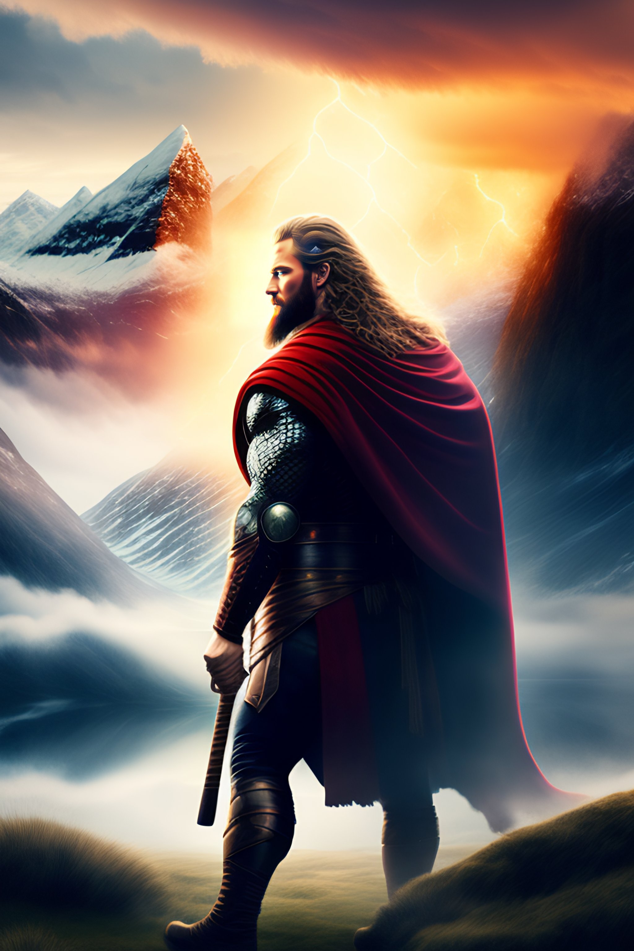 Lexica - Realistic, psychedelic image of Thor Norwegian Viking God ...