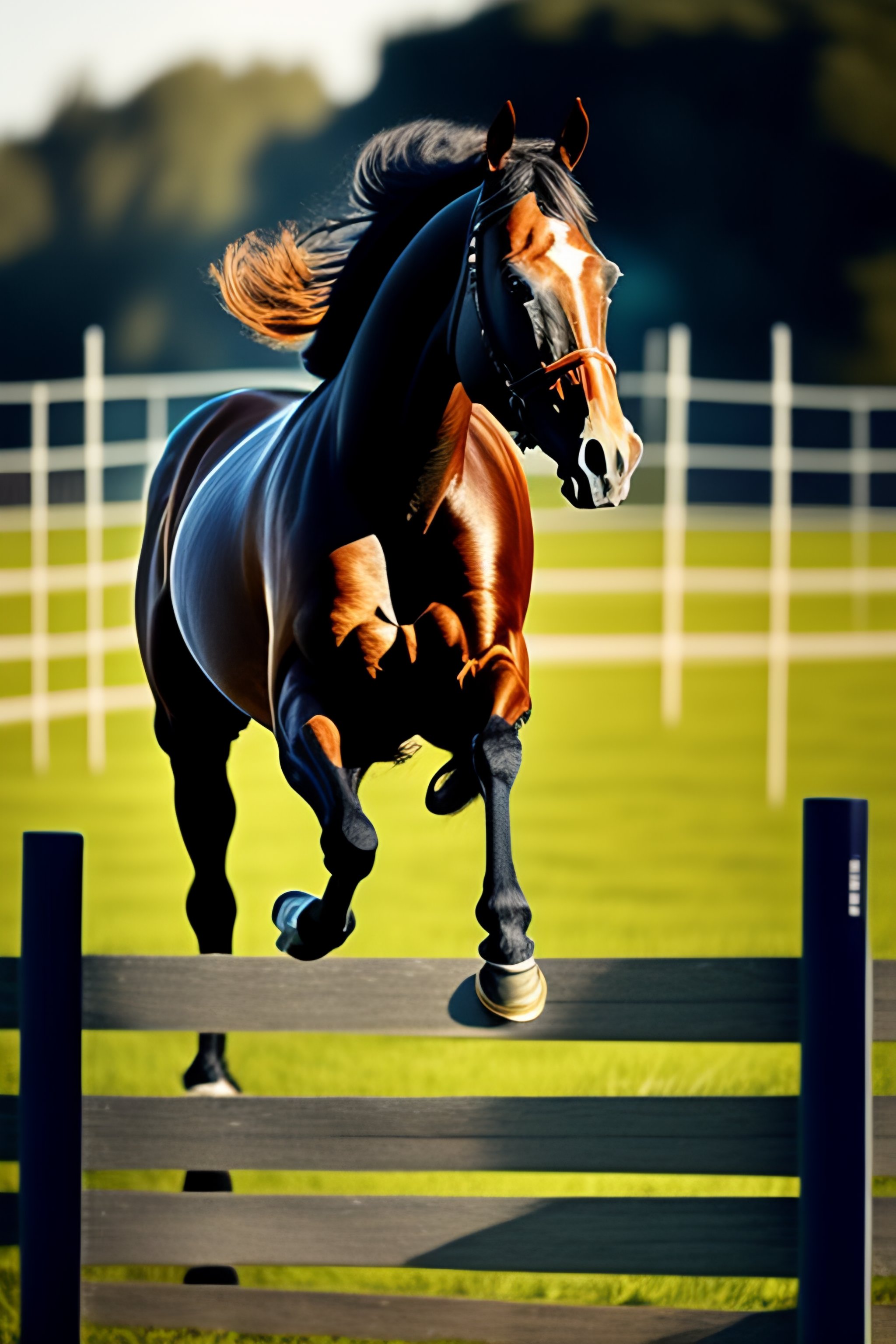 Lexica - Hyper realistic horse jumping high over a fence caught on cctv ...