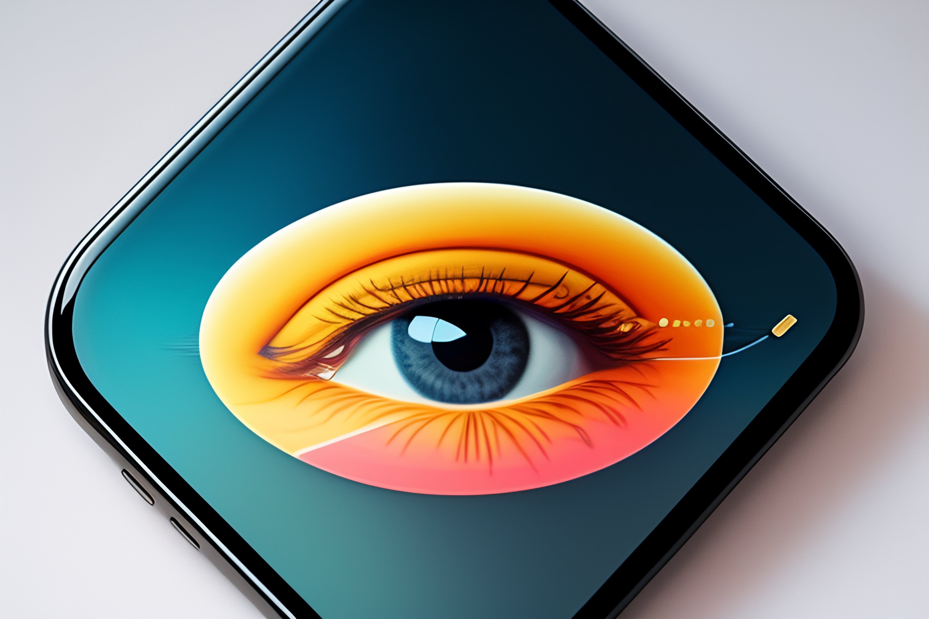 Lexica - 2D drawing of smartphone, eye on the center of the screen