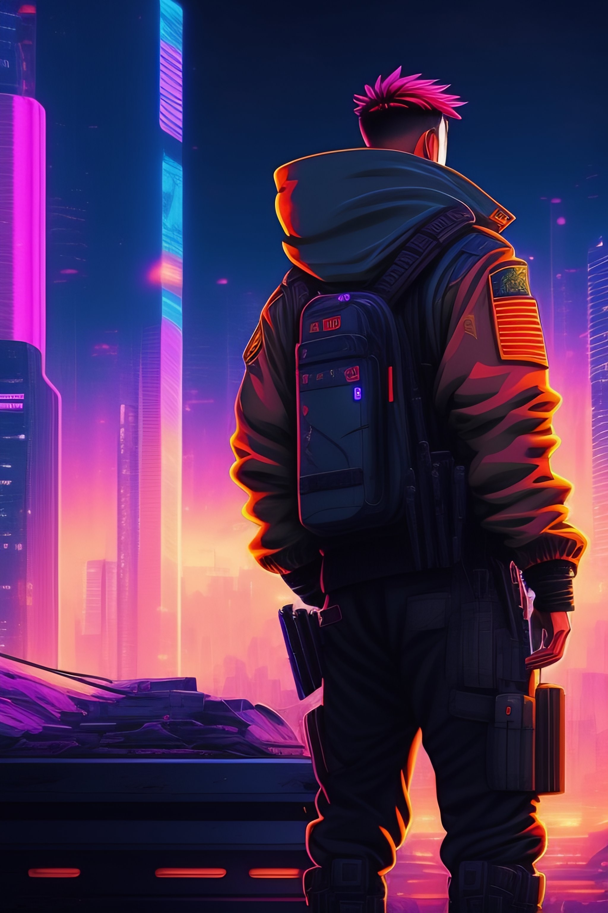 Lexica - Vintage 90's anime style. soldier in front of destroyed city ...