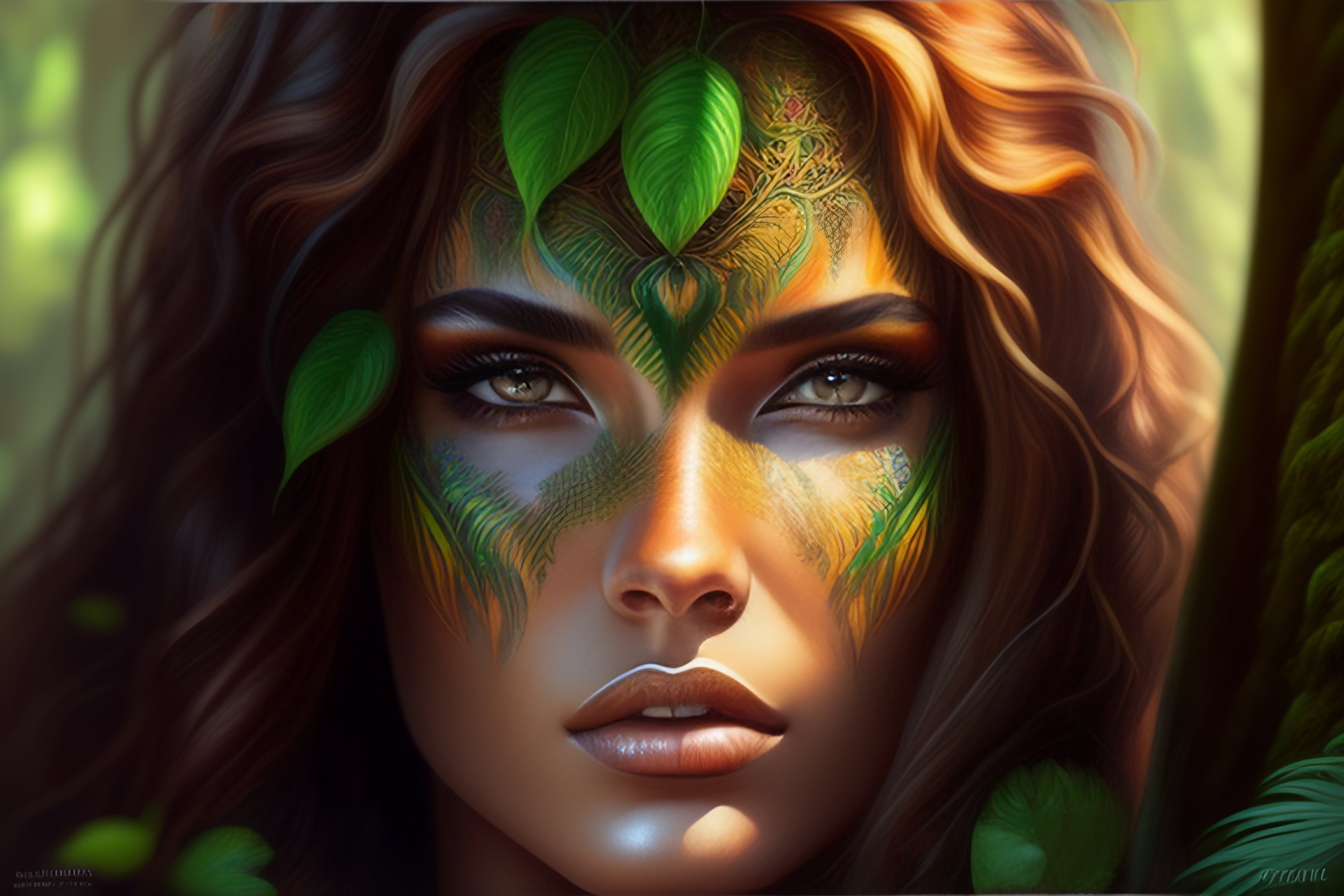 Lexica - Woman, jungle face, vivid, intricate, highly detailed, smooth, artstation, digital ...