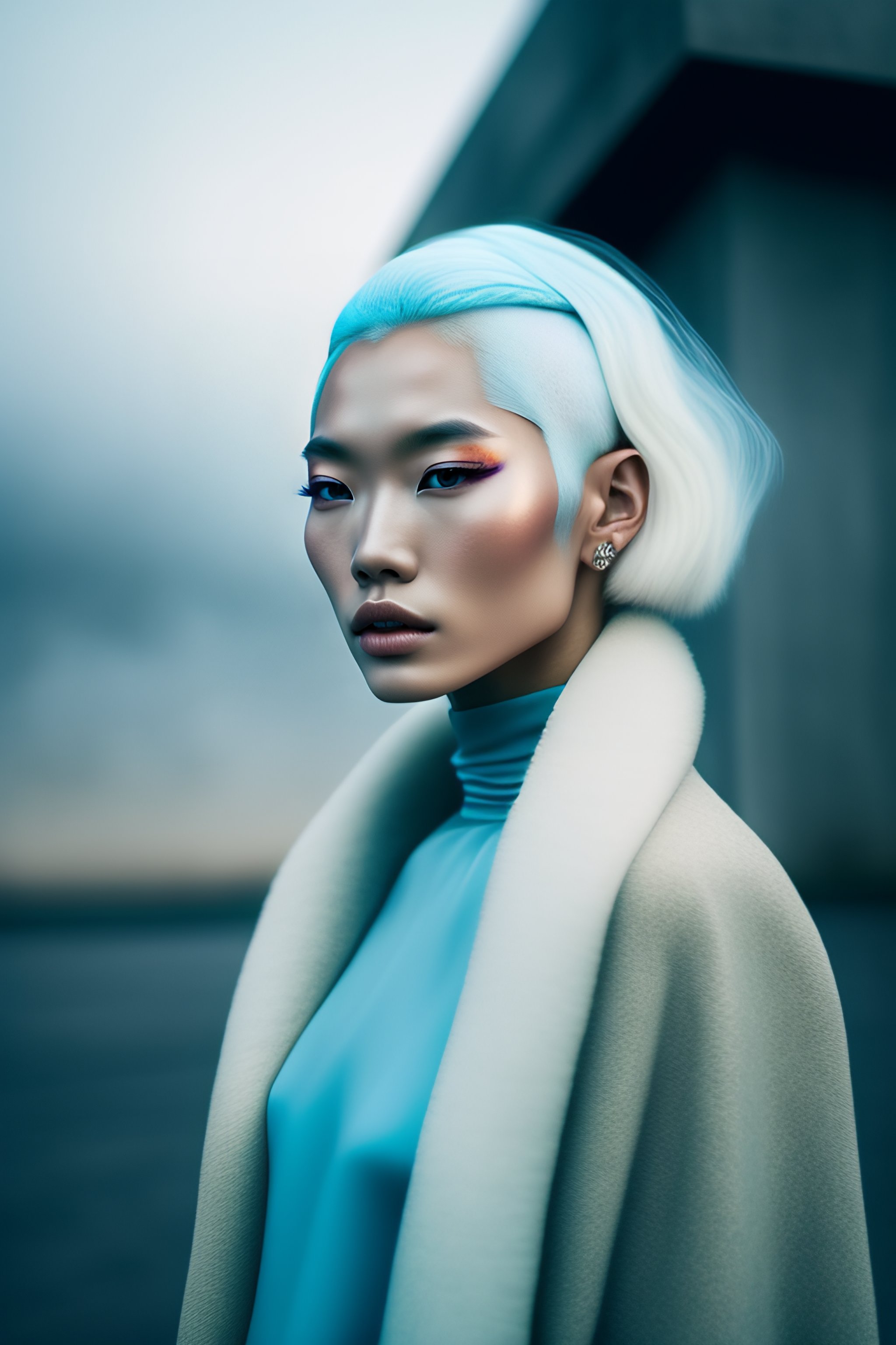 Lexica - Portrait of haute couture beautiful albino asian fashion model ...