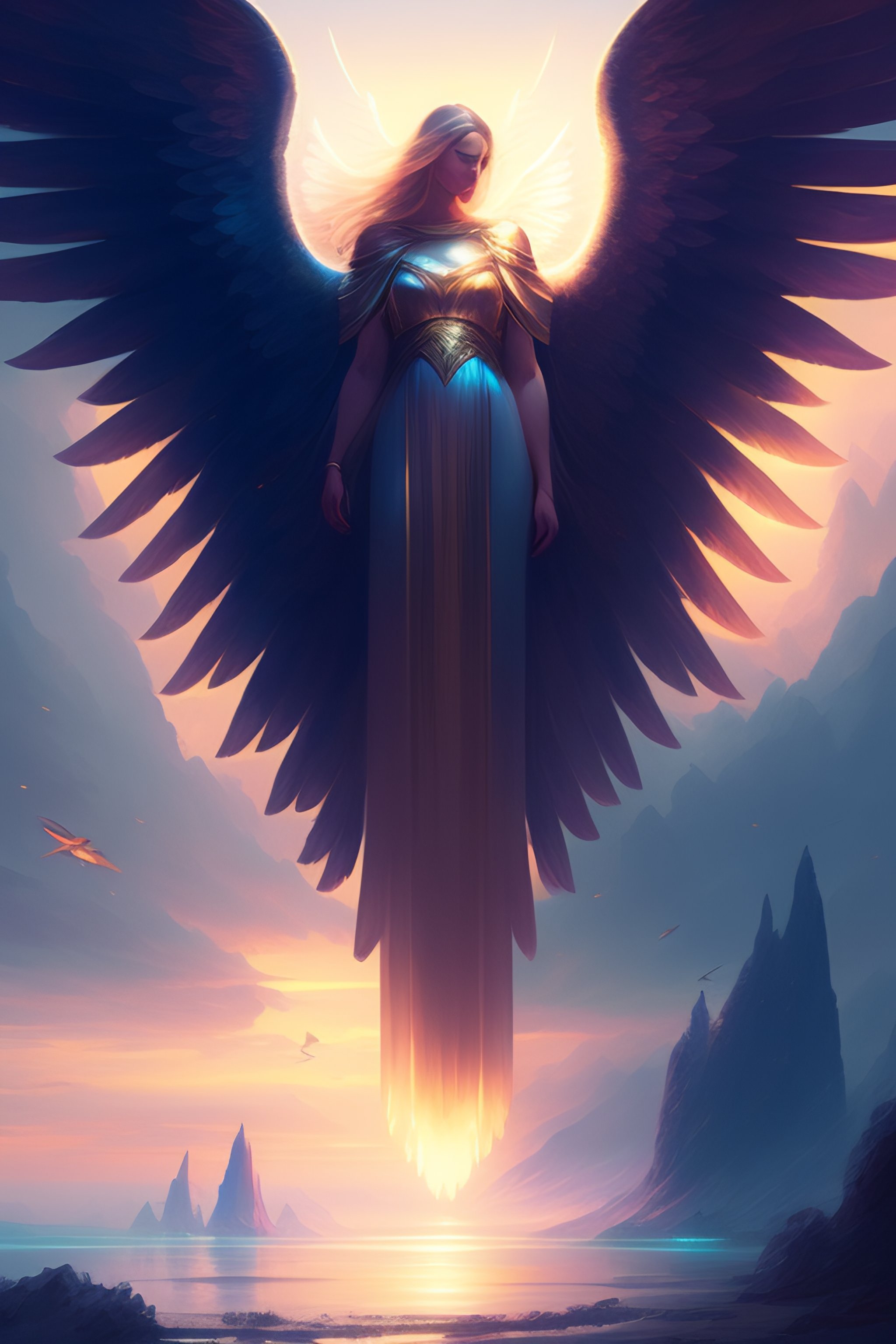 Lexica - A beautiful painting of angels descending from the sky by greg ...