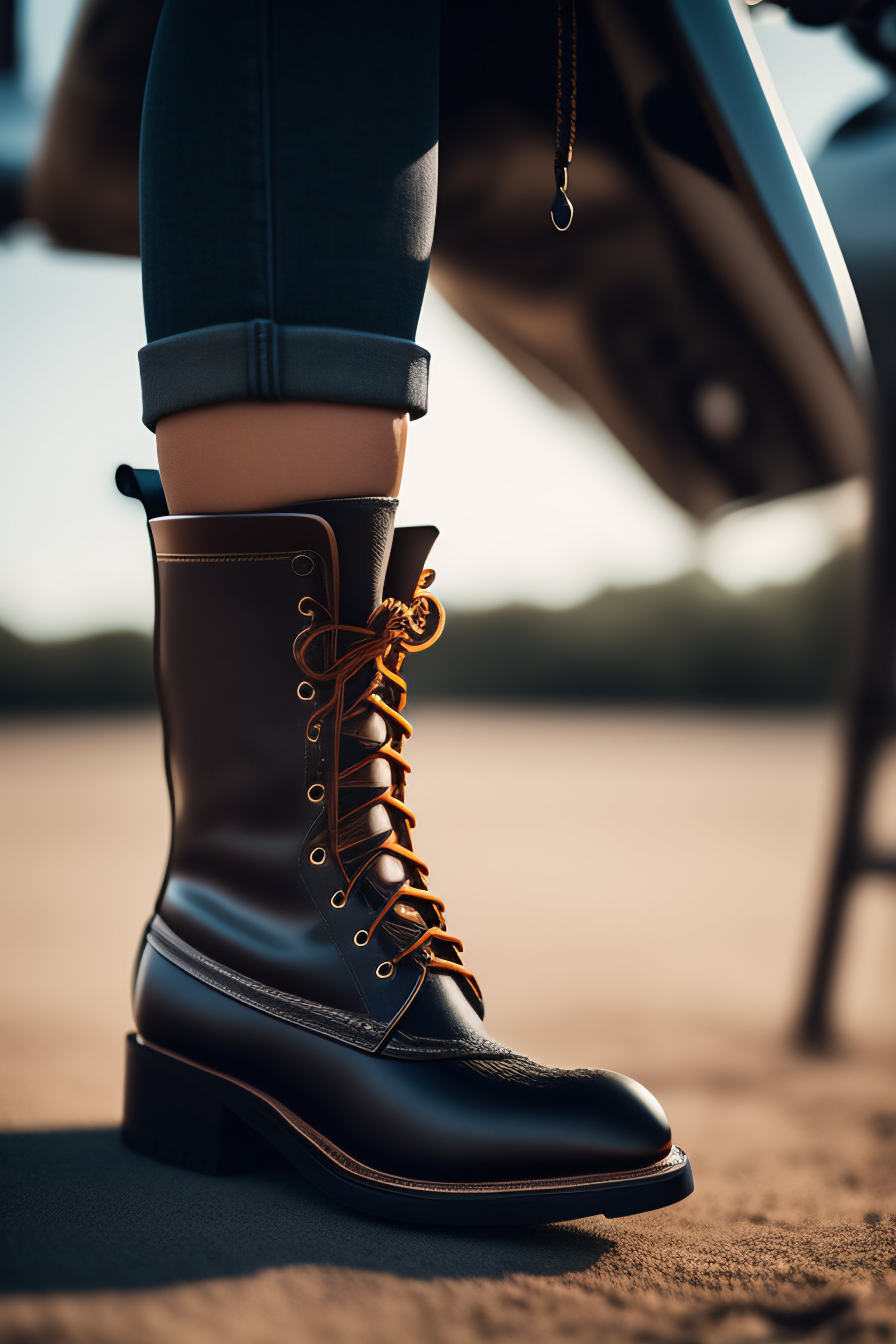 Lexica - A person wearing boots that are made from Lamborghini parts ...