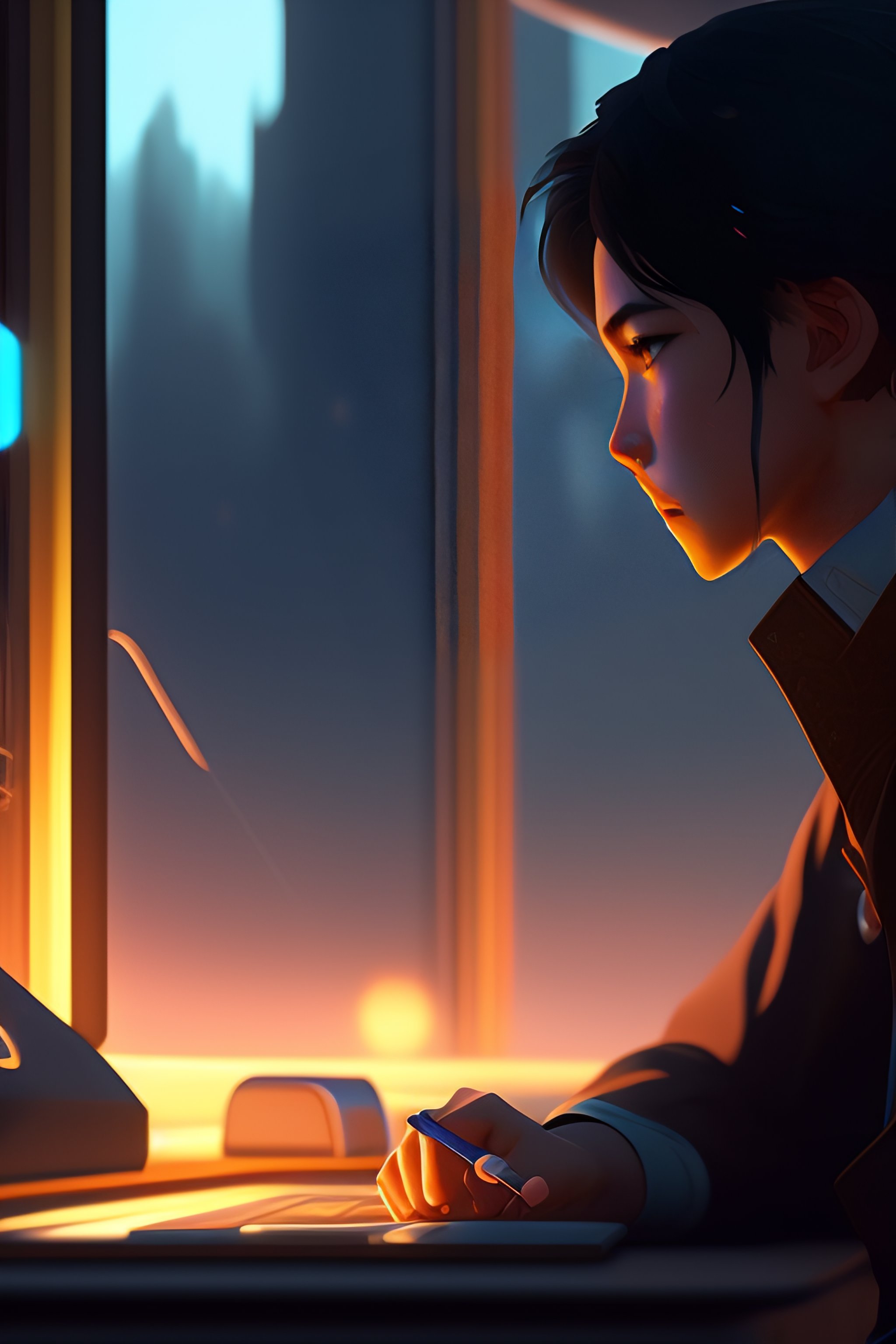 Lexica - A 20year old western male writing on pc desktop, full shot ...