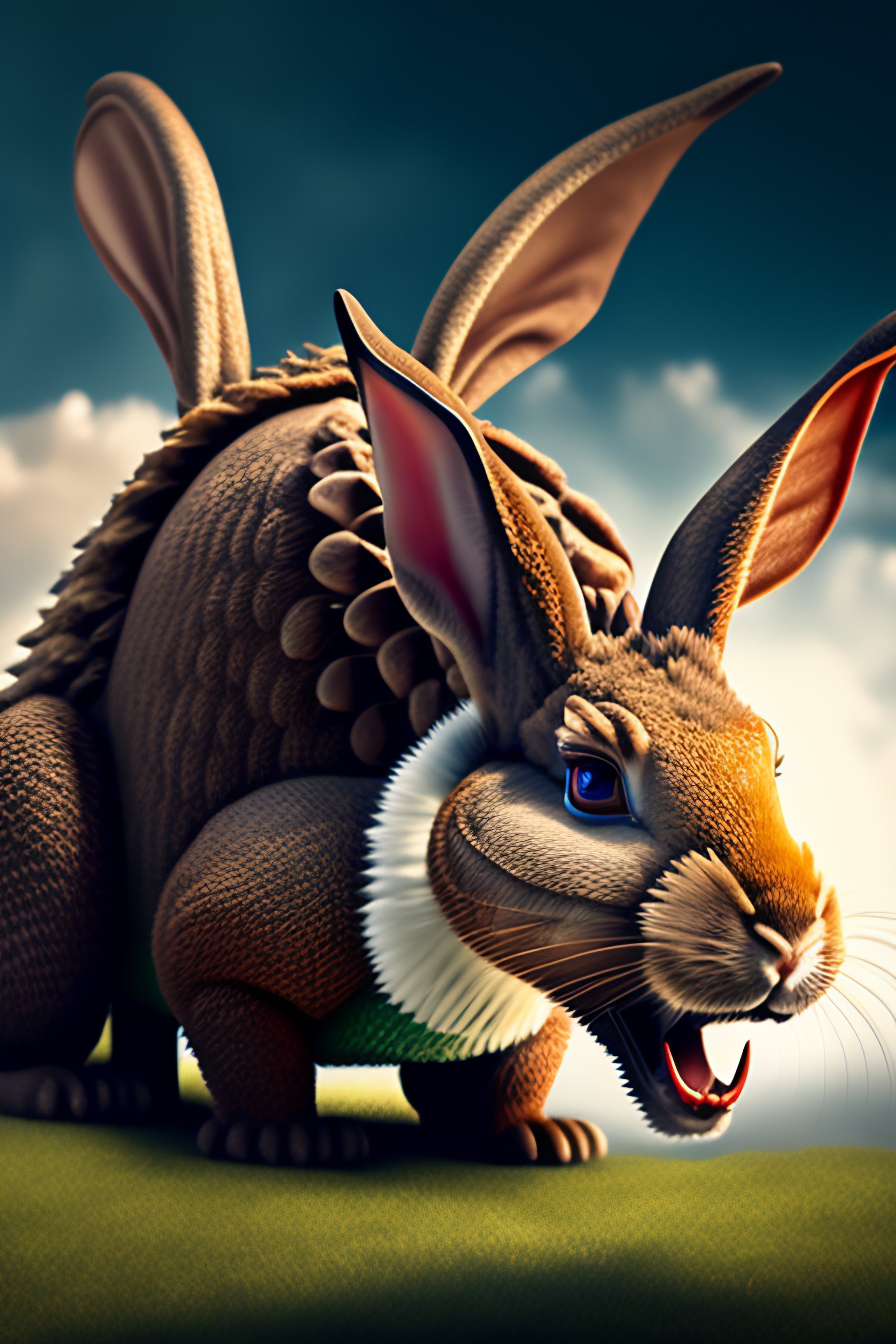 Lexica - Dragon fighting a giant rabbit