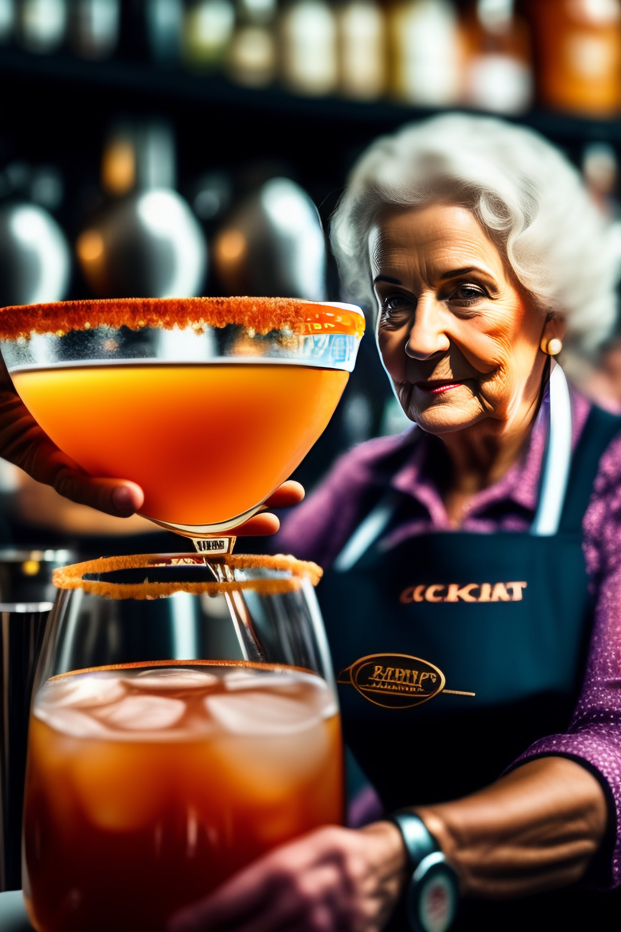 Lexica - Old women mixologists creating Cocktails mixology in arena