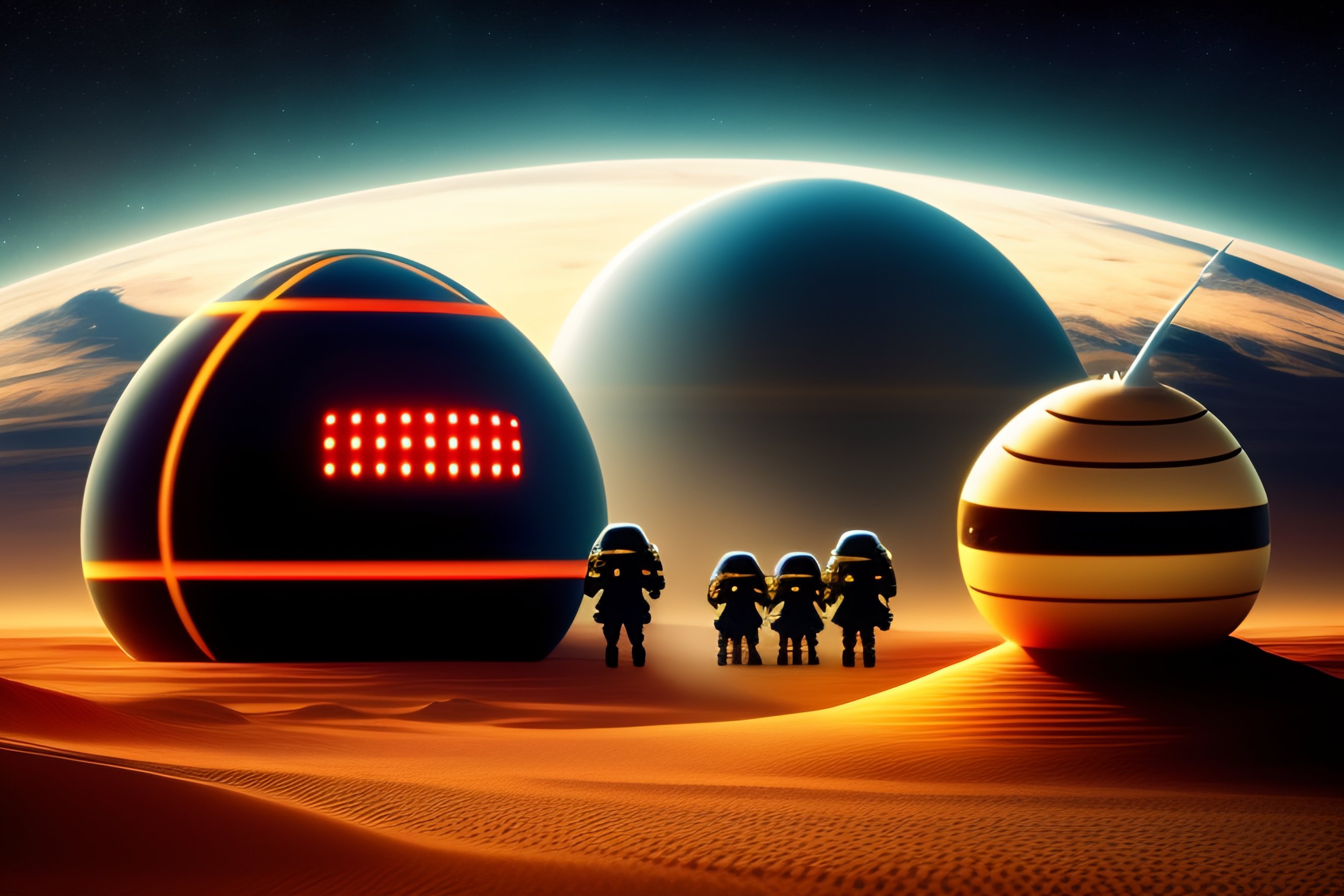 Lexica - Space Invaders are threatening an alien family, scene from ...