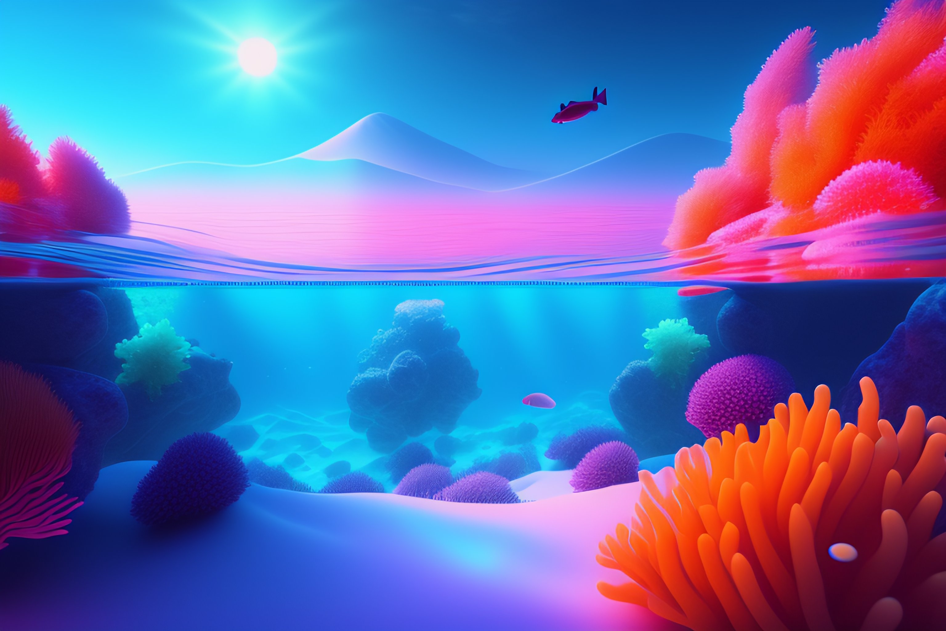 Lexica - Mesmerizing underwater neon coral reef landscape with lobster ...