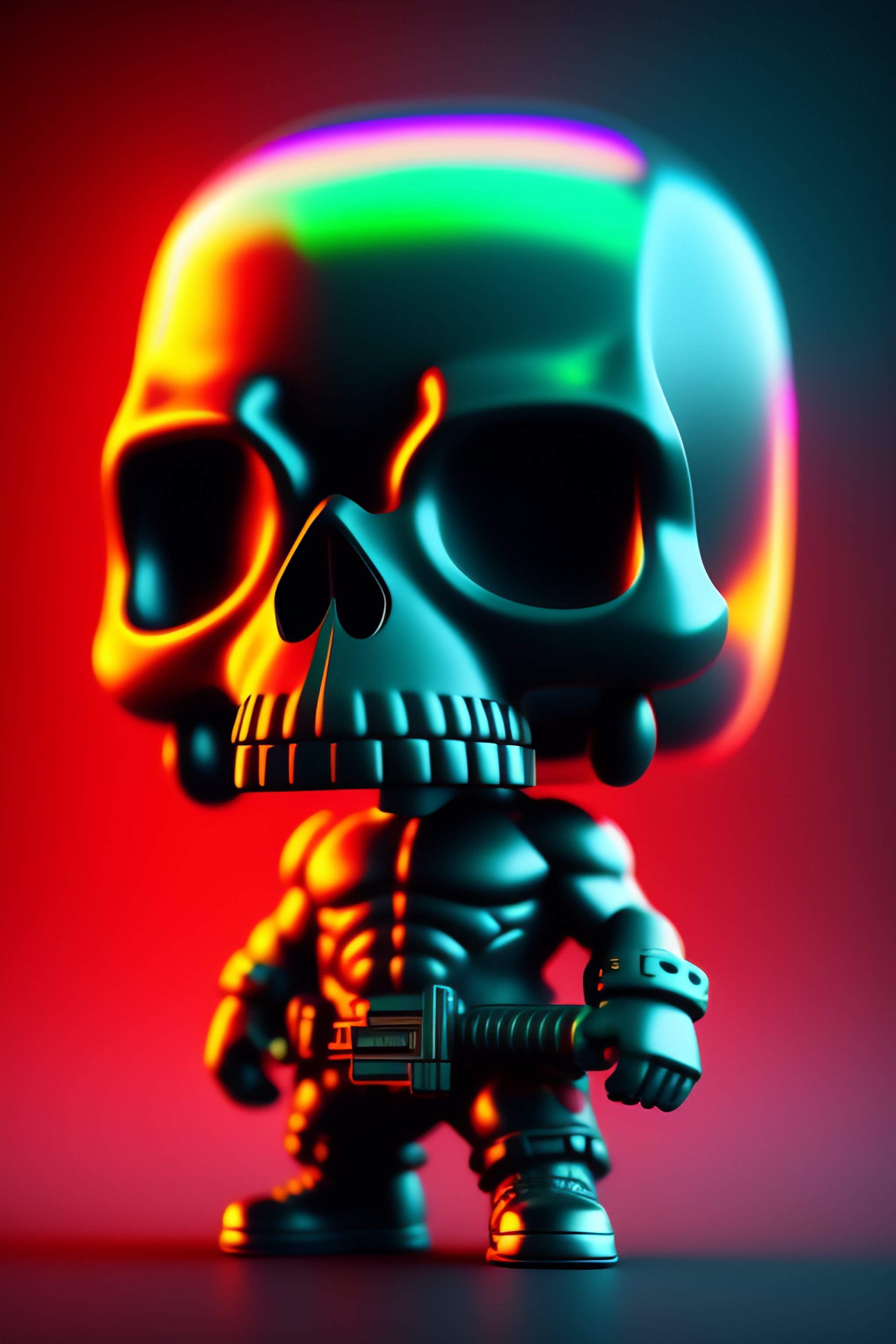 Lexica - 3d render of funko pop skull with gun squadt artoyz freg ...