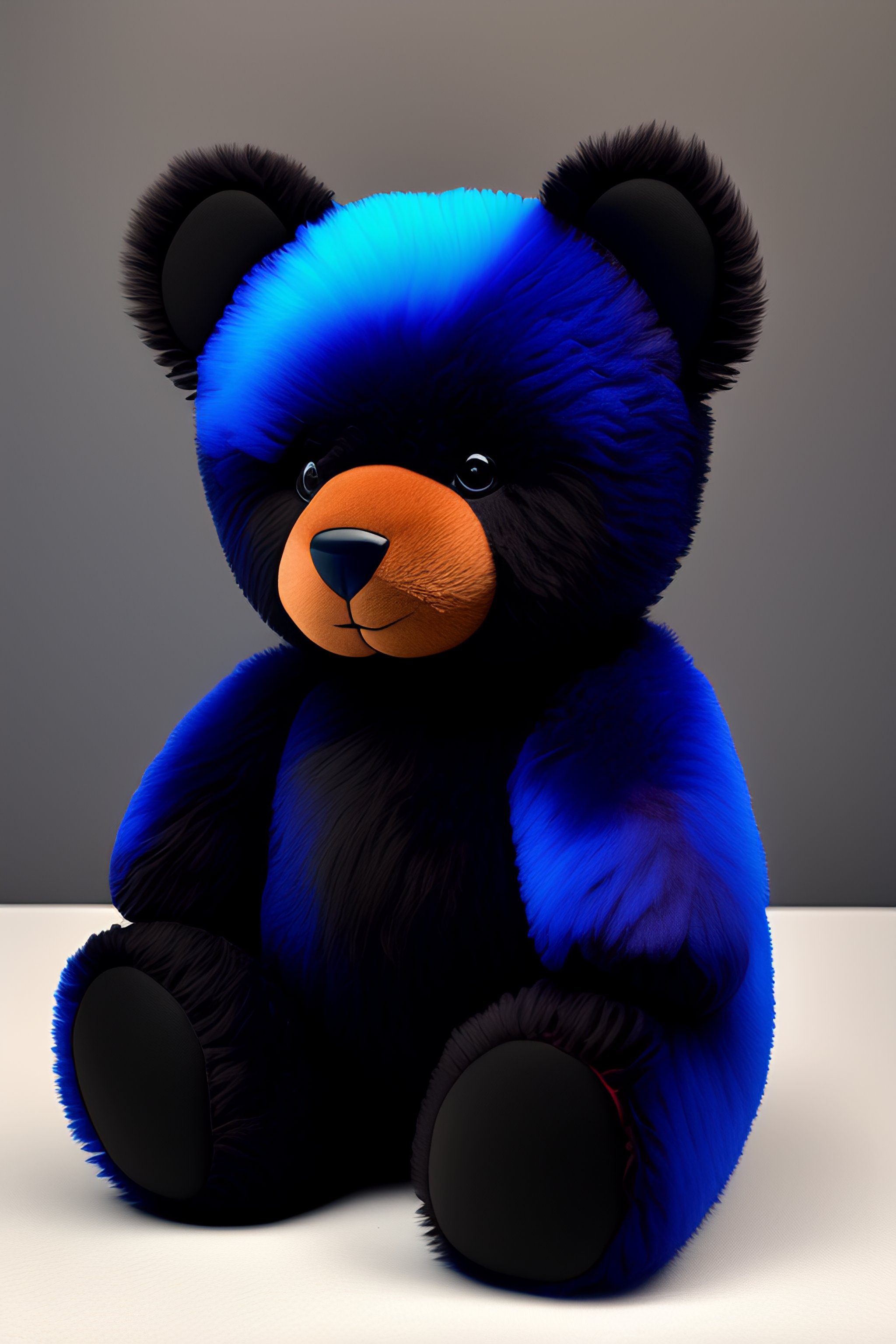 Lexica - Teddy Bear With his silky-soft black fur, neon blue and red X ...