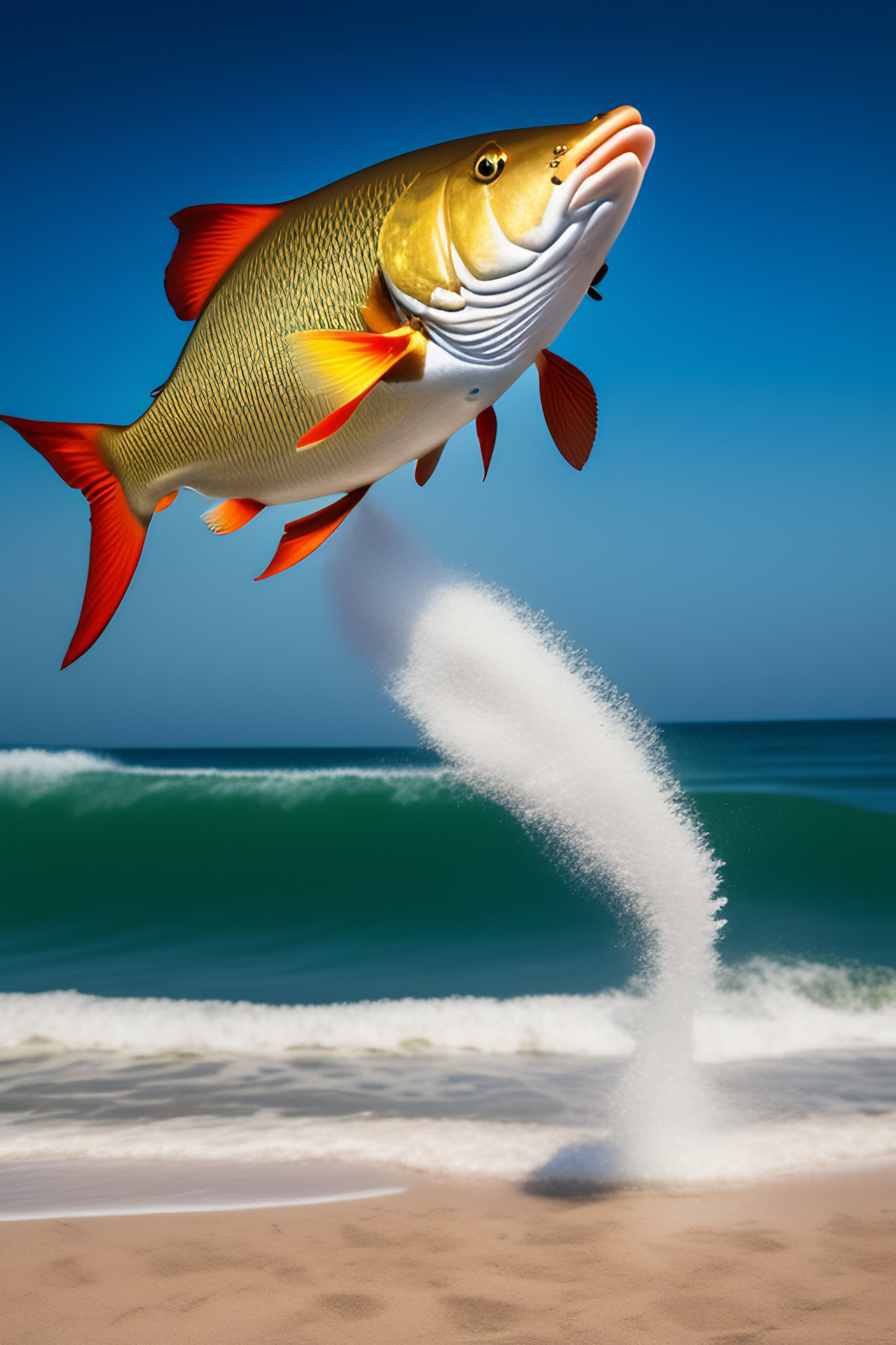 Lexica - A fish goolden Dicentrarchus labrax jumping over the beach ...