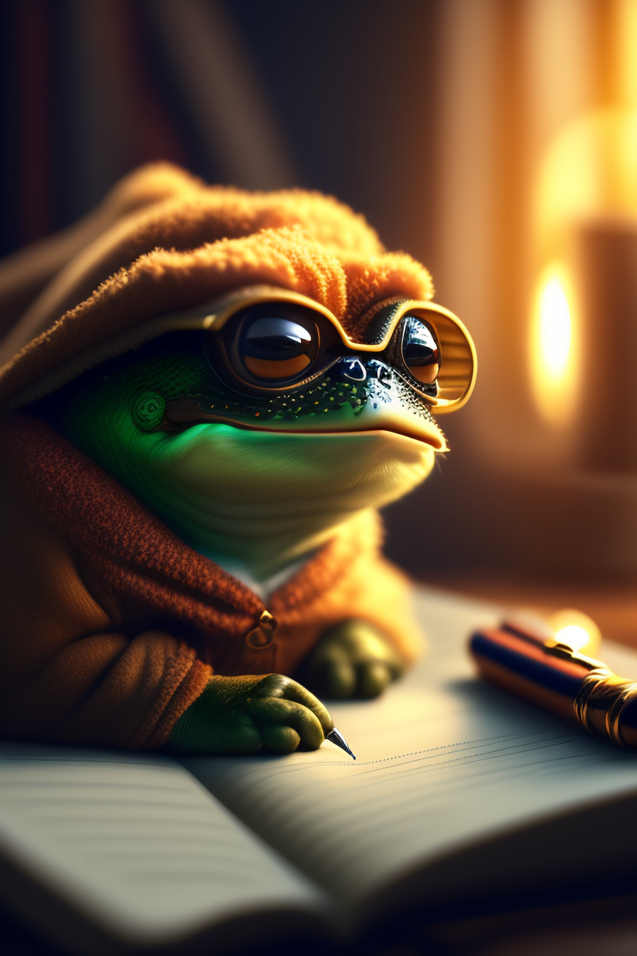 Lexica - An exhausted pepe the frog commiting tax fraud, paperwork ...