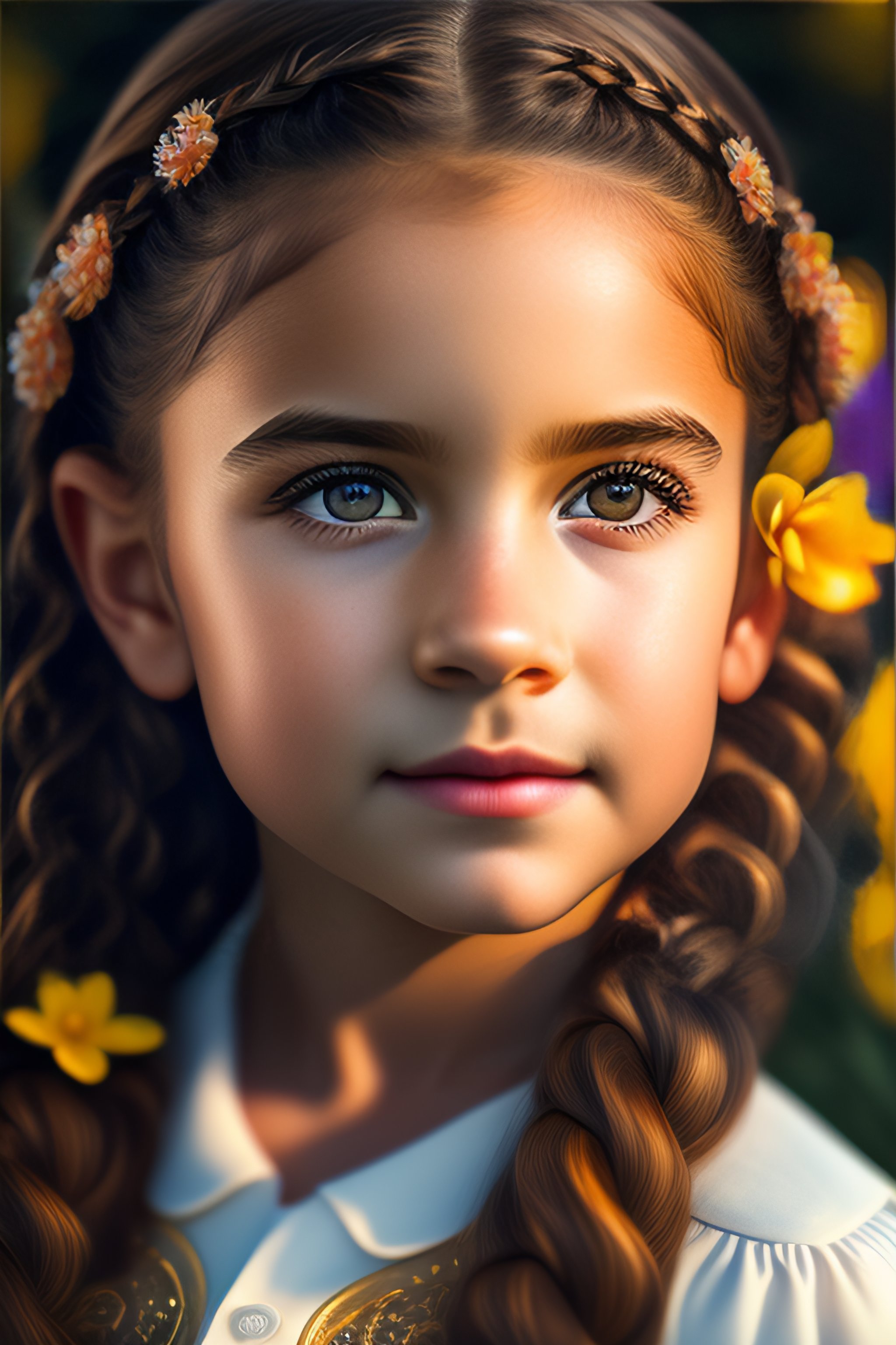 Lexica - Photo realistic closeup portrait of sweet little girl, braided ...