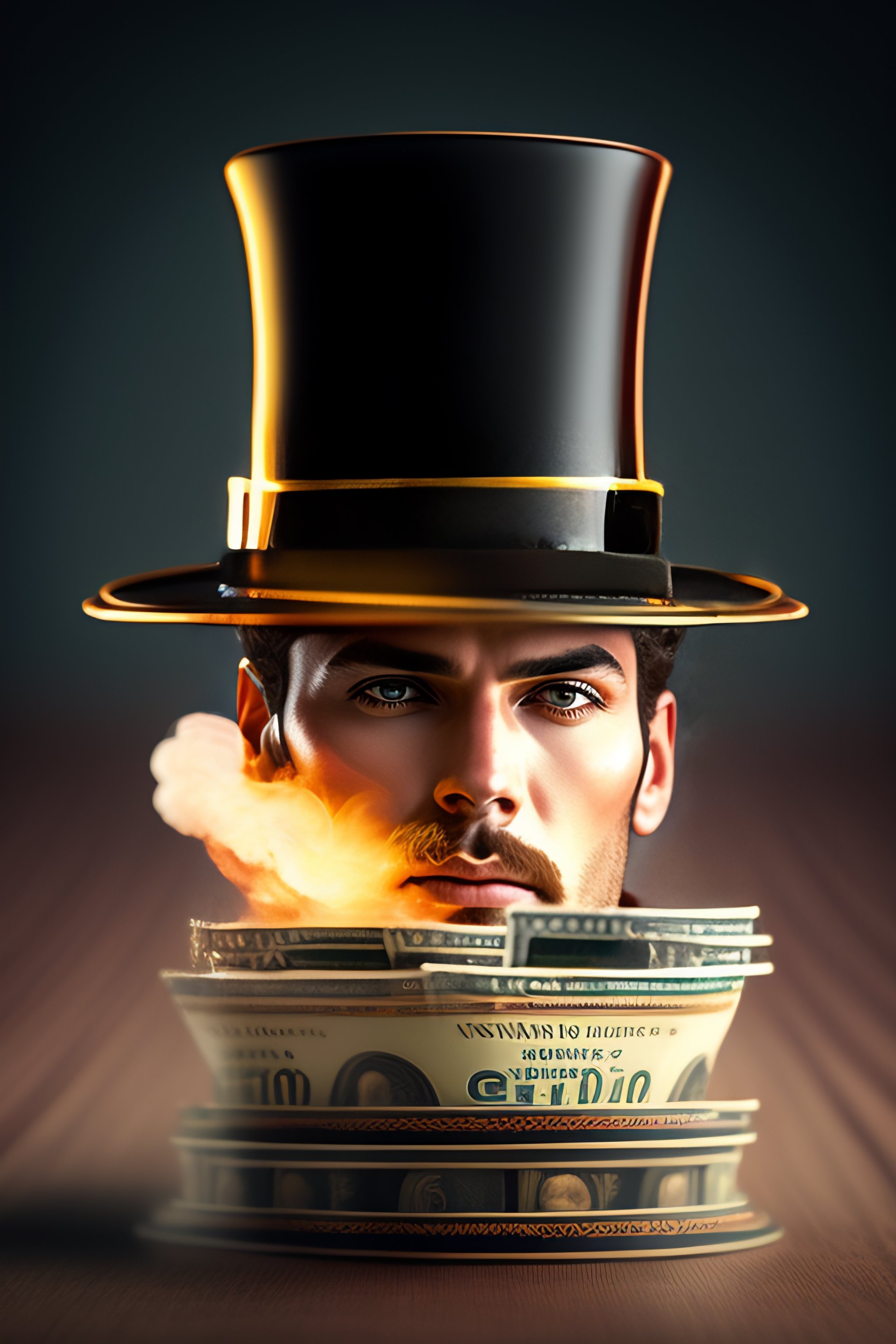 Lexica - A magician's top hat turned bottom up, with lottery tickets