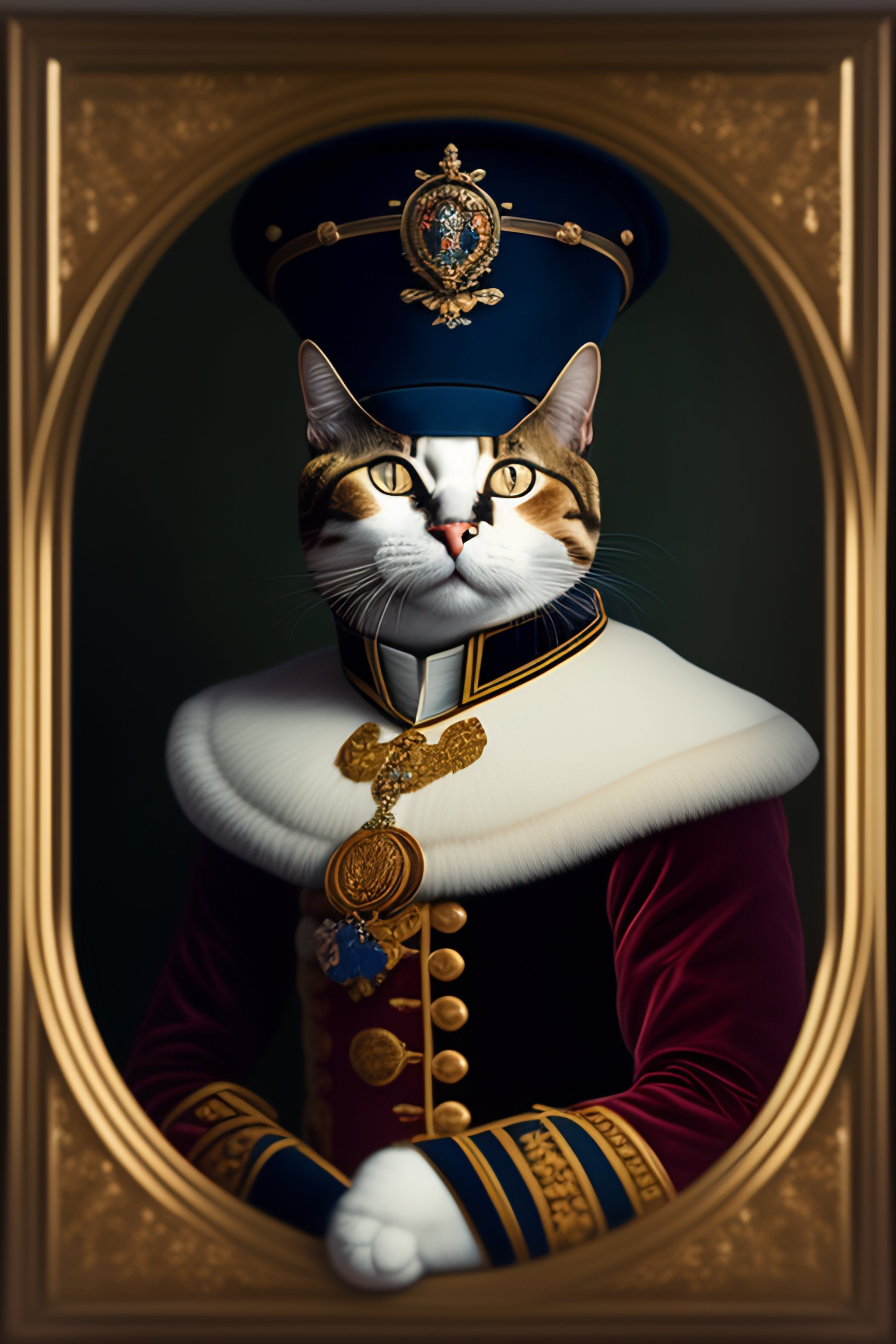 Lexica - Portrait of cat wearing admiral uniform, Victorian era portrait