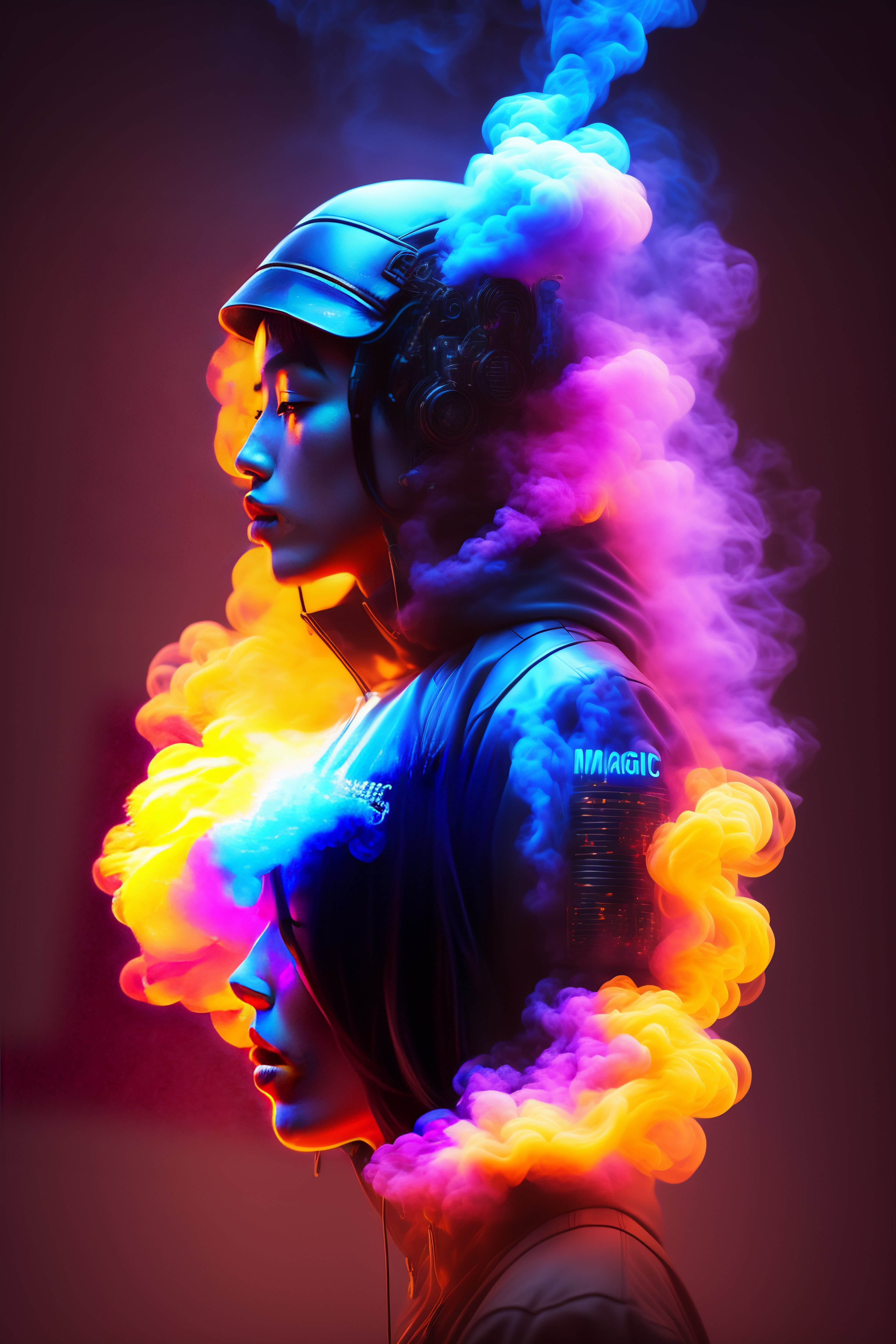 Lexica - "magic smoke" logo design disposables puff vape desert neon ...